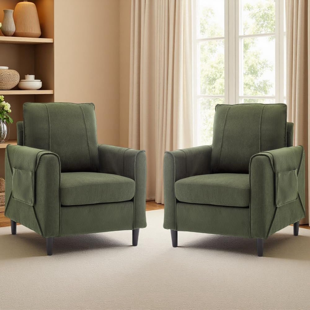 Chair Set of 2, Arm Chair for Living Room, Mid-Century Modern ...
