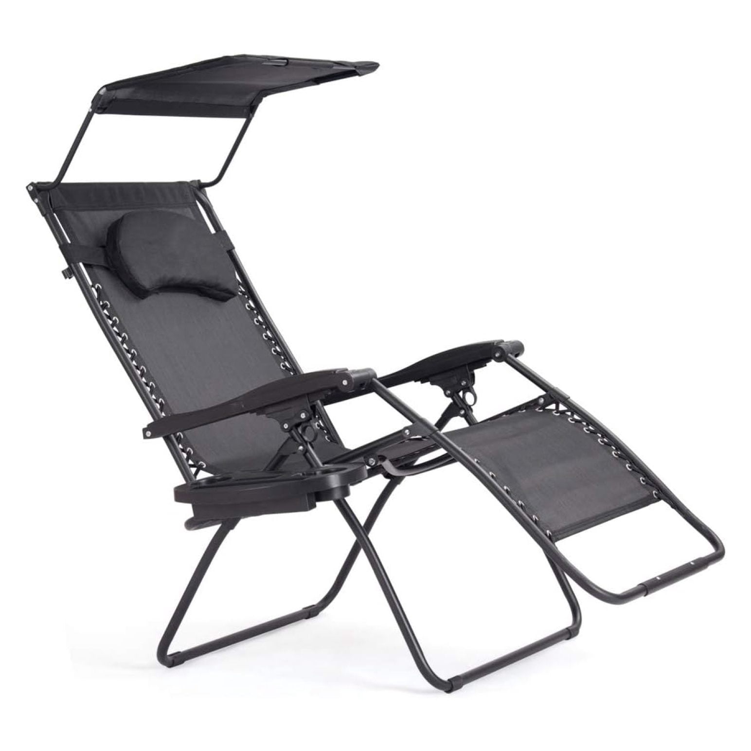 Chair with Shade Canopy, Reclining Lounge Chair with Adjustable Canopy ...