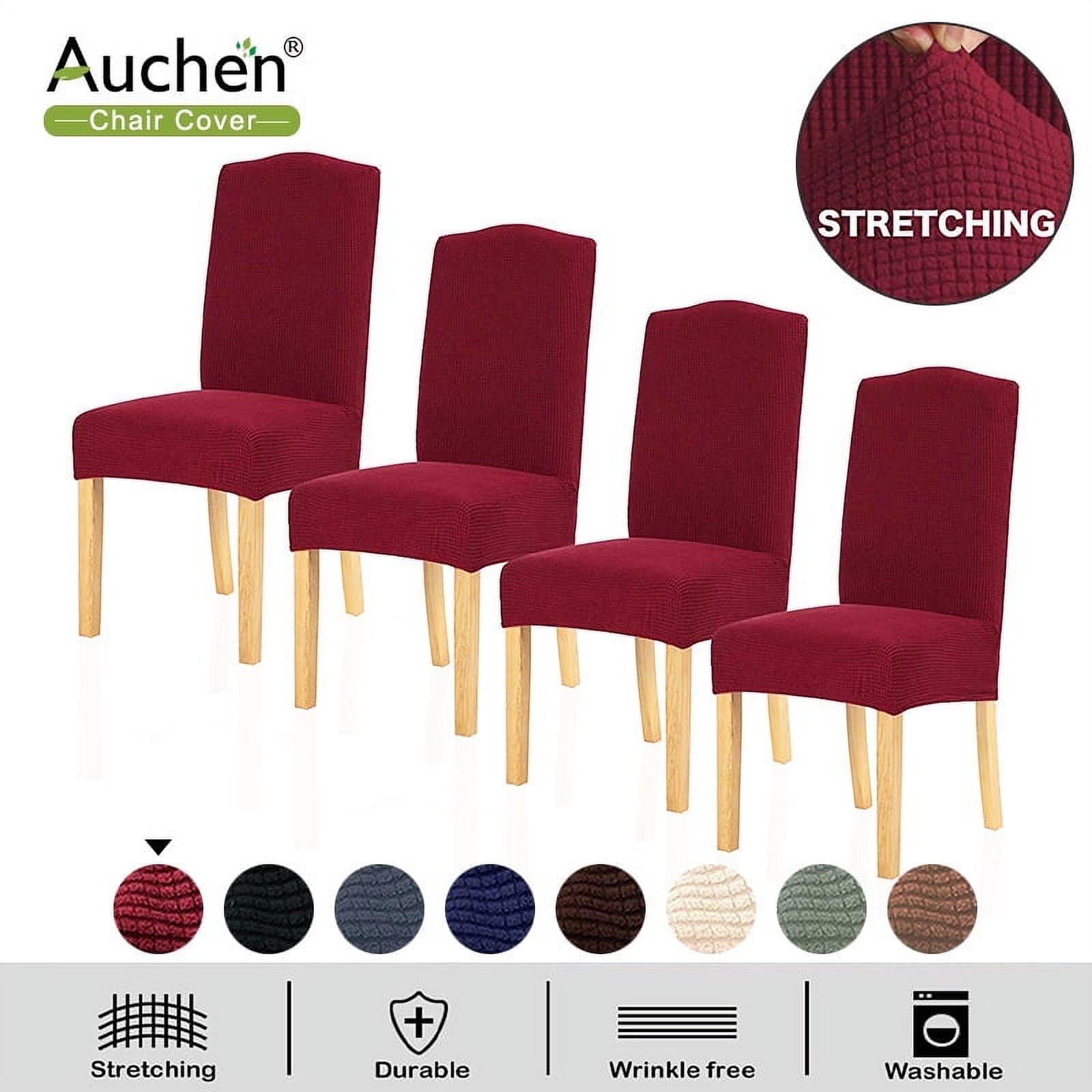 AUCHEN Set of 4, Stretch Dining Chair Covers, Furniture Protector for ...