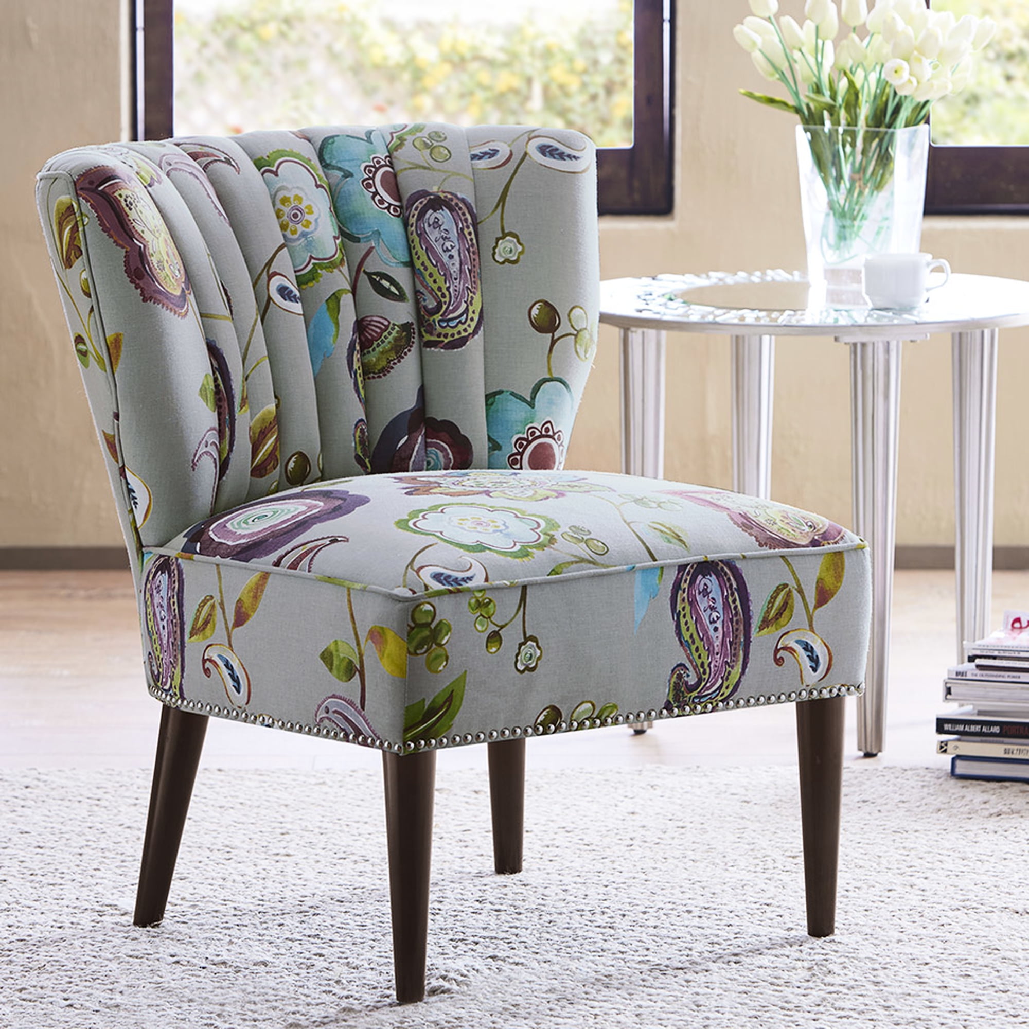 Chair, Solid Wood Legs, Channel Back Feature, Purple Upholstery, High ...