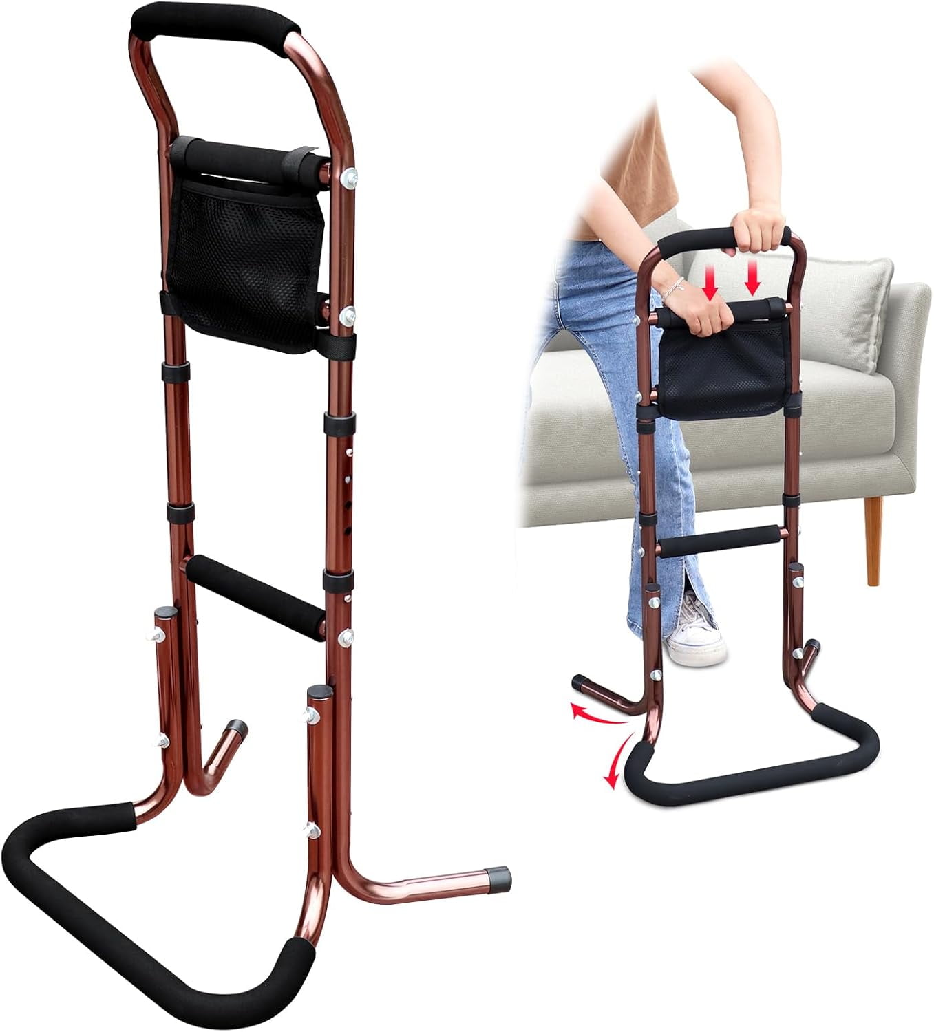 Chair Stand Assist for Seniors with Storage Pocket, Adjustable Height ...