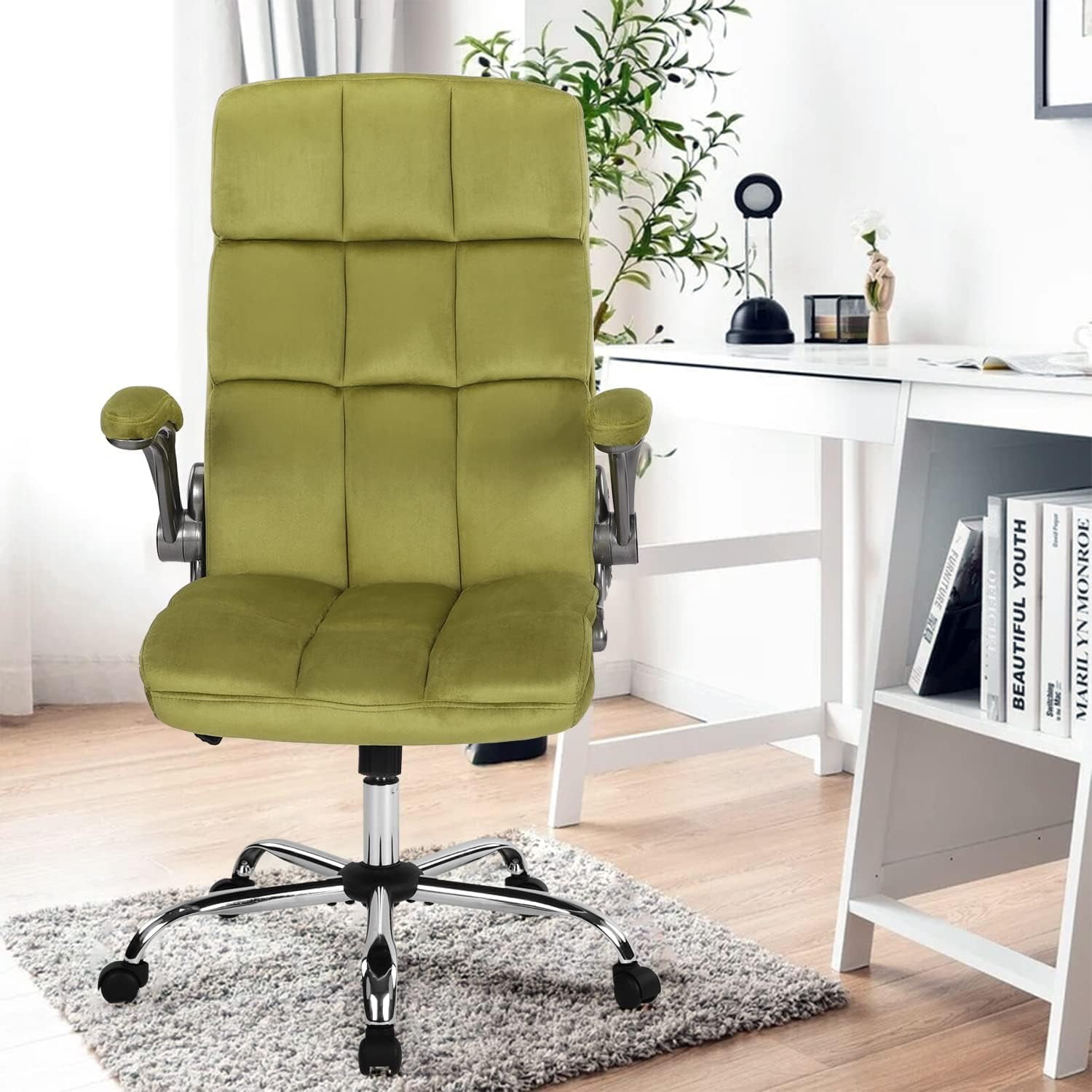 Chair Velvet Chair Chairs Computer Chair with Lumbar Support Flip-up ...