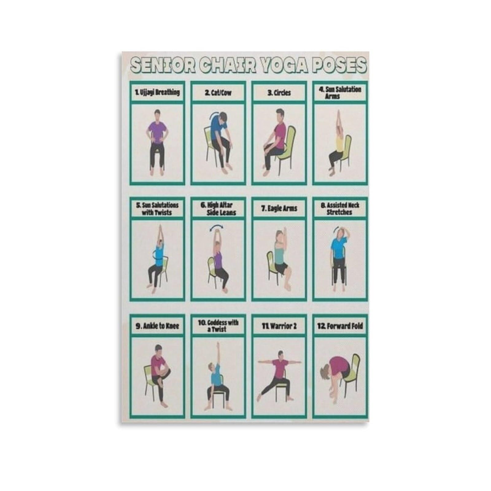 Chair Yoga Chart, Home Fitness Practice, Healthy Figure, Modern Art ...