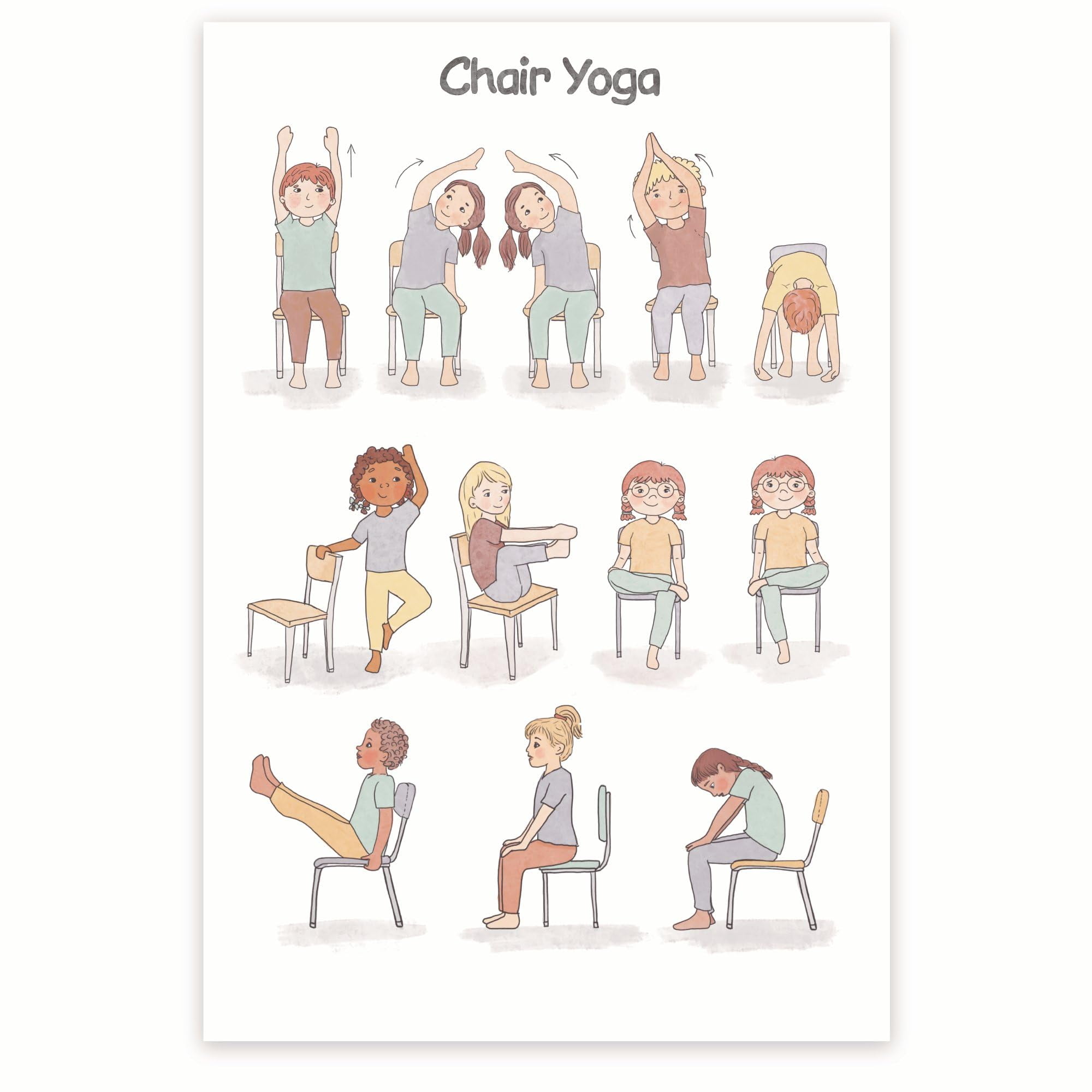 Chair Yoga Diagram Poster - Visual Learning Aid - Chair Yoga Poster ...