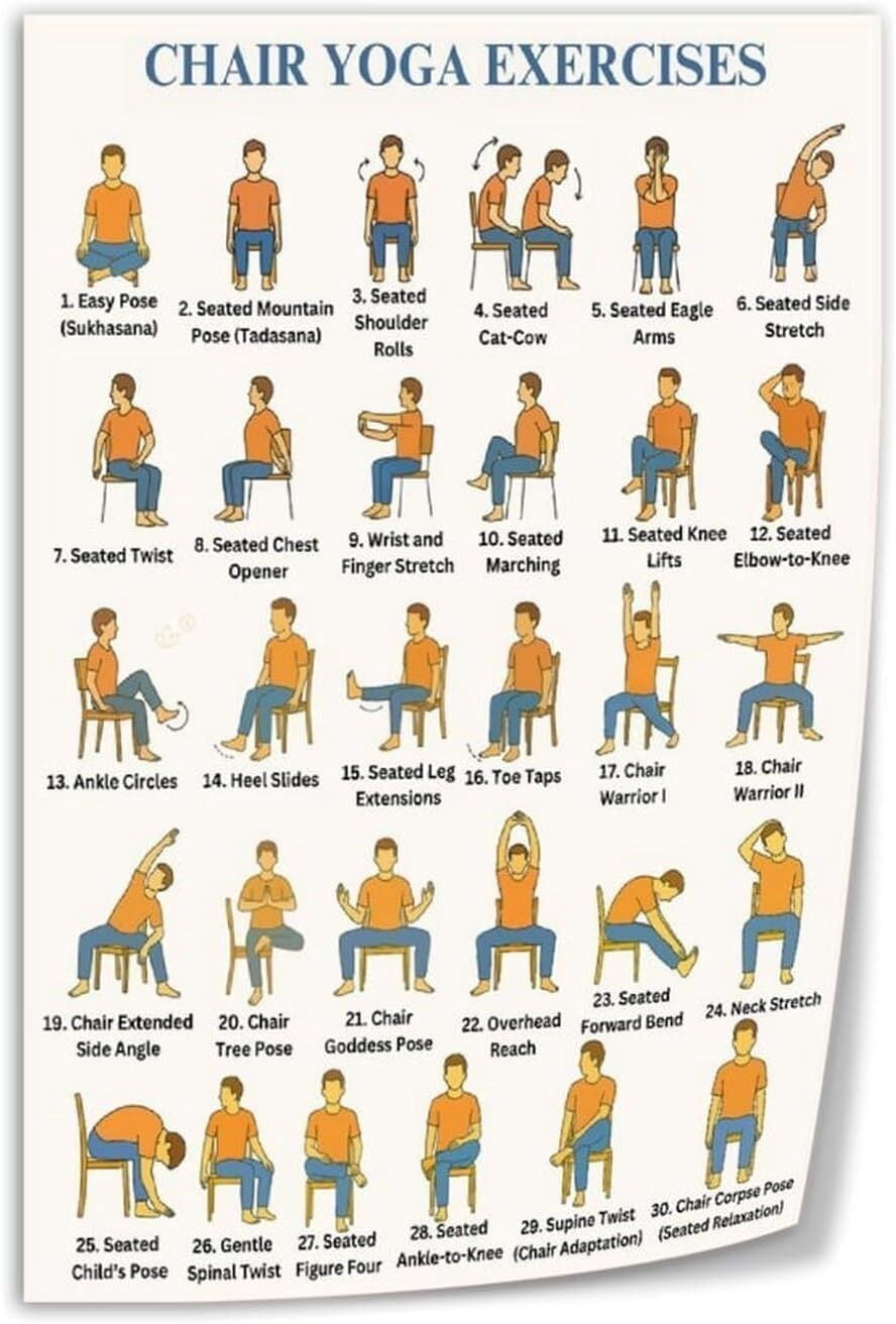 Chair Yoga Exercise Guide for Seniors Infographic Poster 2 Canvas Art ...