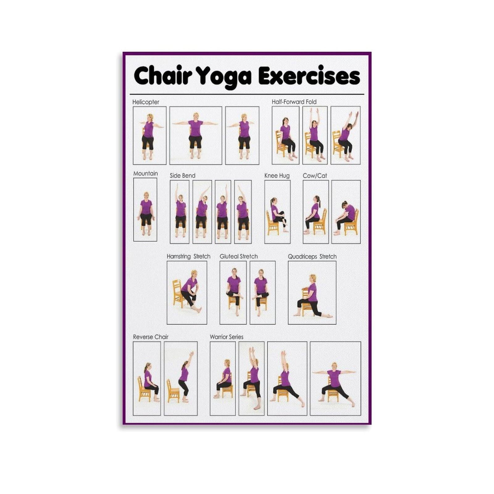 Chair Yoga Poster Chair Yoga Exercises Poster for Seniors Canvas ...