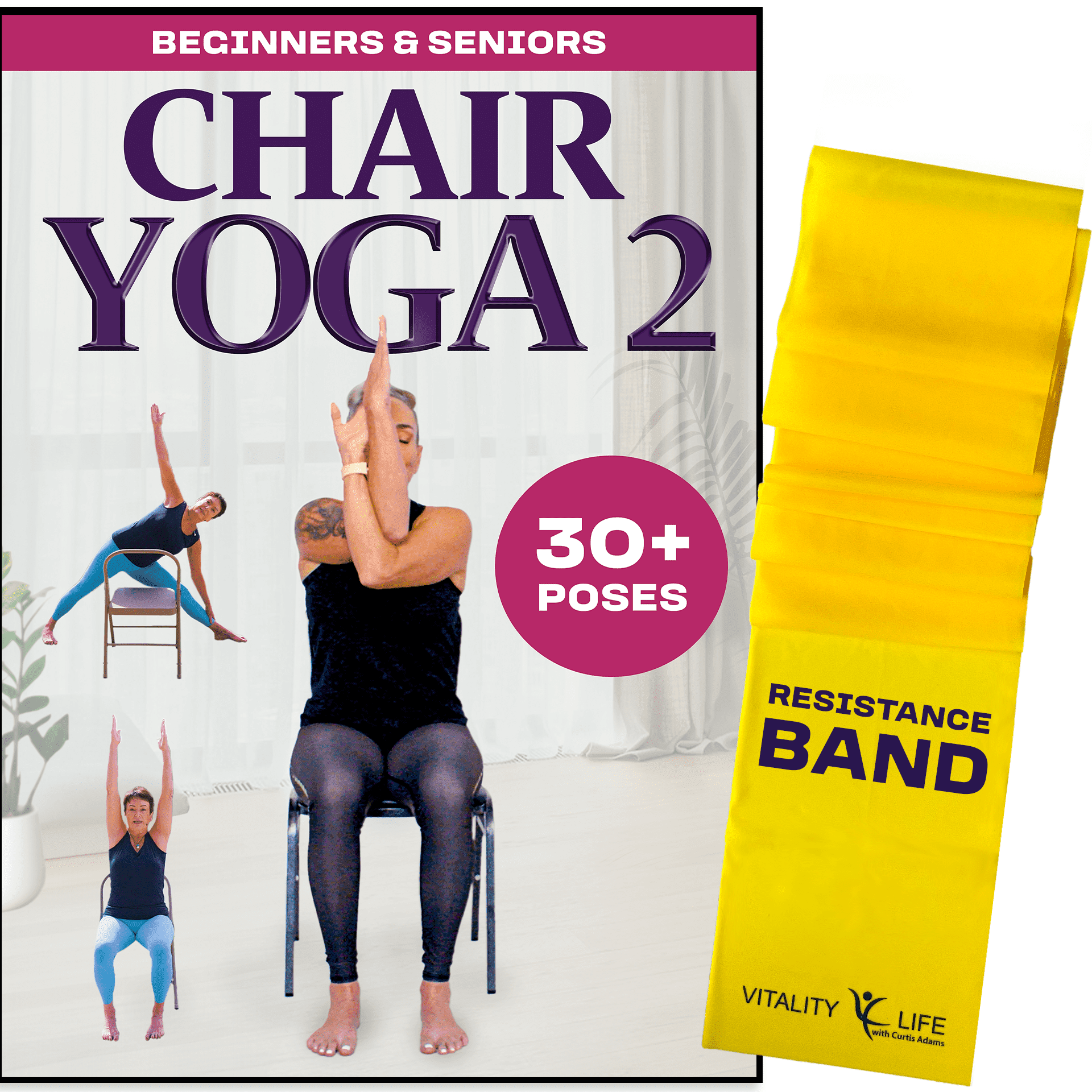 Chair Yoga for Seniors & Beginners + Band. 30+ Yoga Poses. Beginner ...