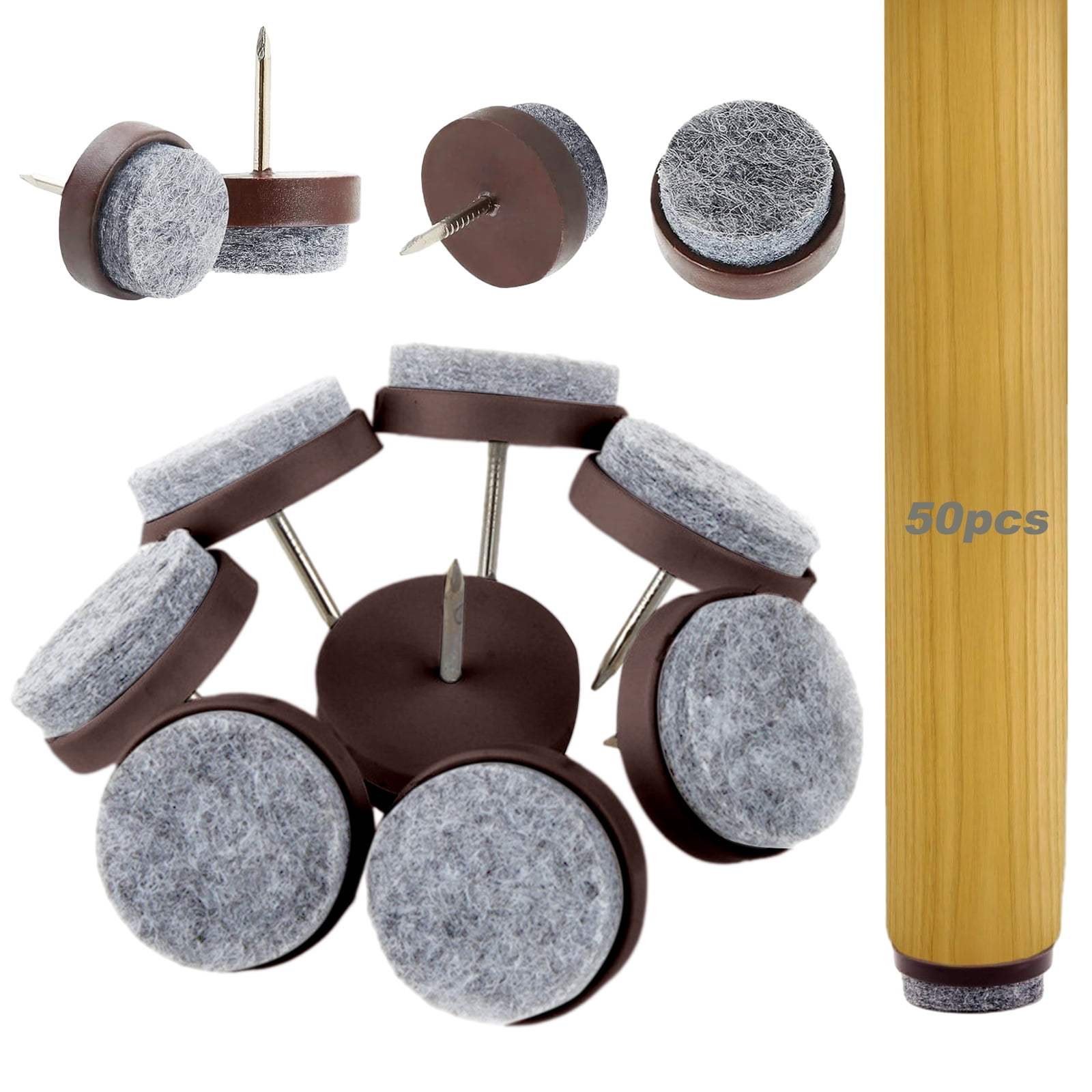 Chair gliders felt for nailing, pack of 50 felt gliders nail ...