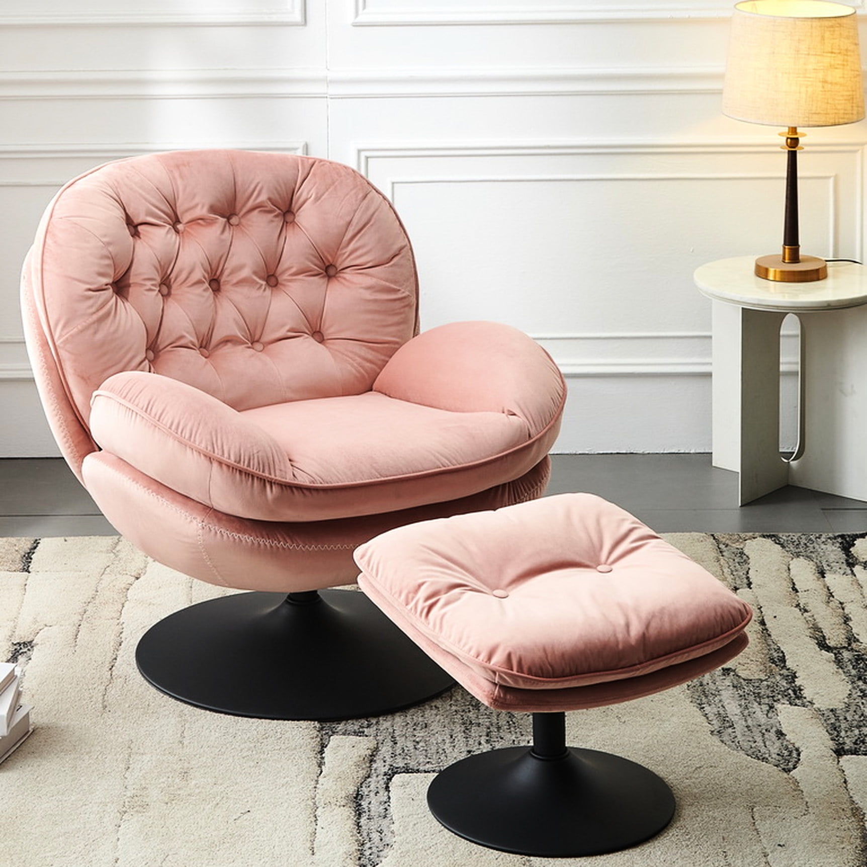 Chair with Stool / Pink Color, 31.50 in Depth / Works in Library ...