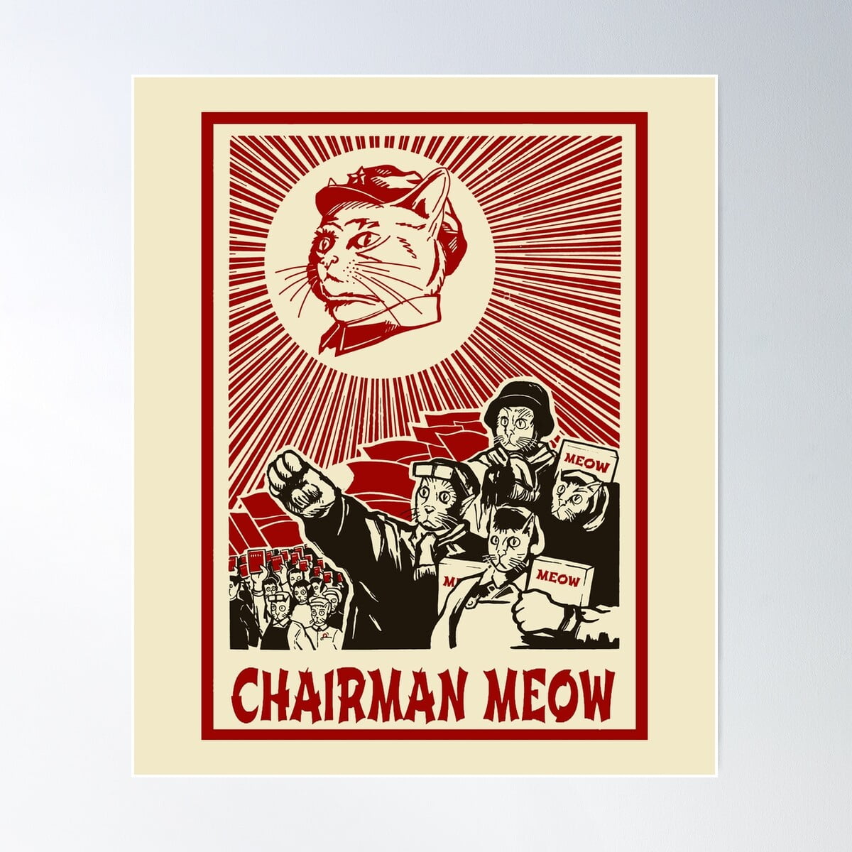 Chairman Meow- Funny Feline Chairman Mao Poster Wall Art Modern Wall ...