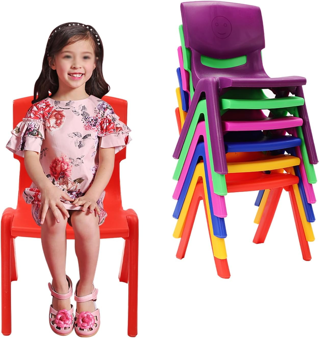 Chairs, 6 PCS 20.47" Height 6-Color Frosted Stackable Chair, 220.5LBS ...