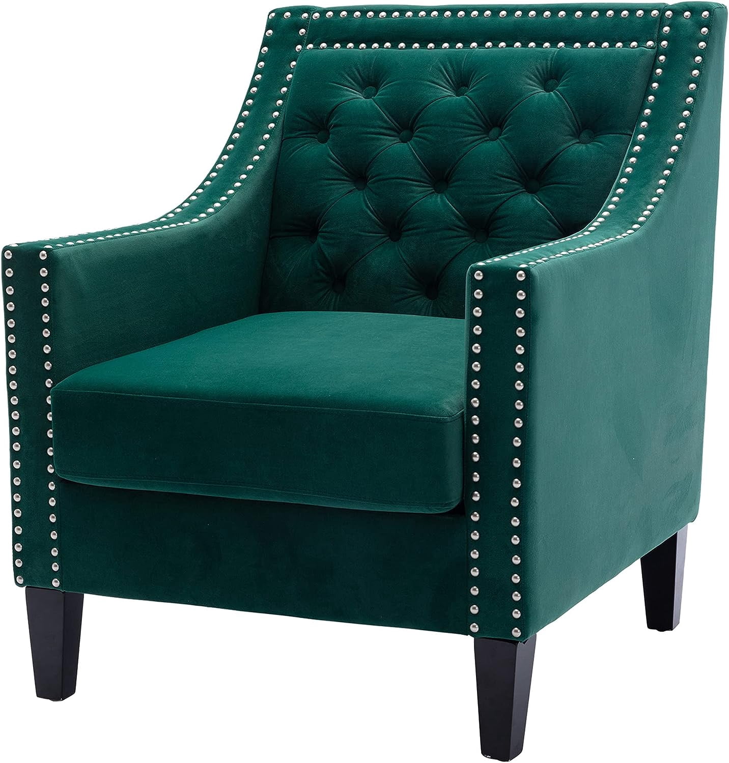 Chairs Century Modern Velvet Chair With Nailheads Button Tufted Living ...