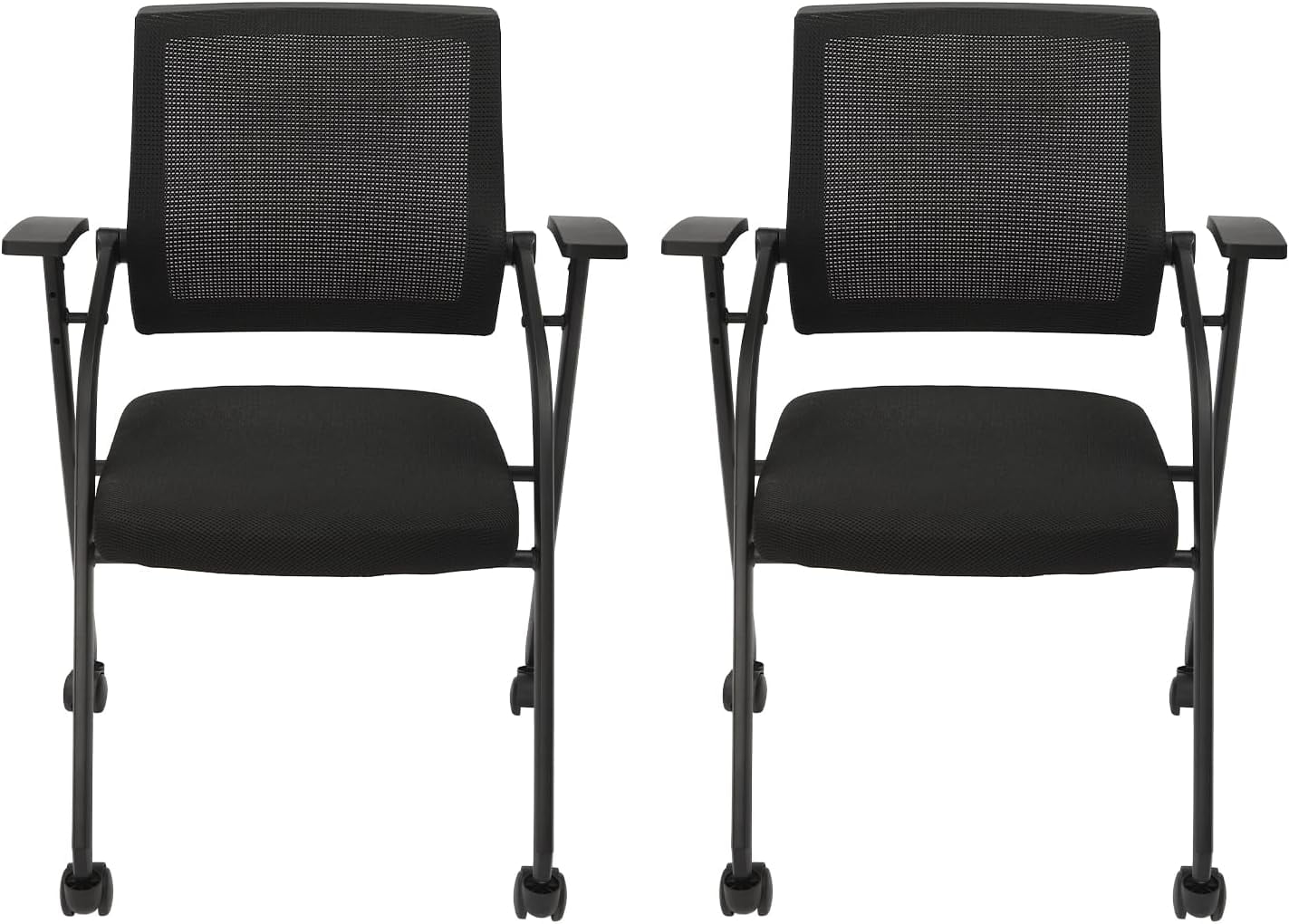 Chairs Set of 2, Stackable Ergonomic Chair, Office Chair with Armrest ...
