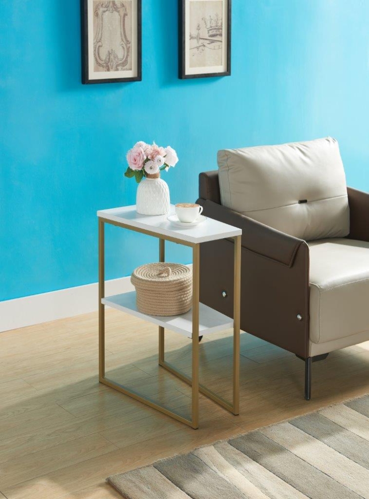 Chairside Table, Small End Table with Metal frame and particleboard ...