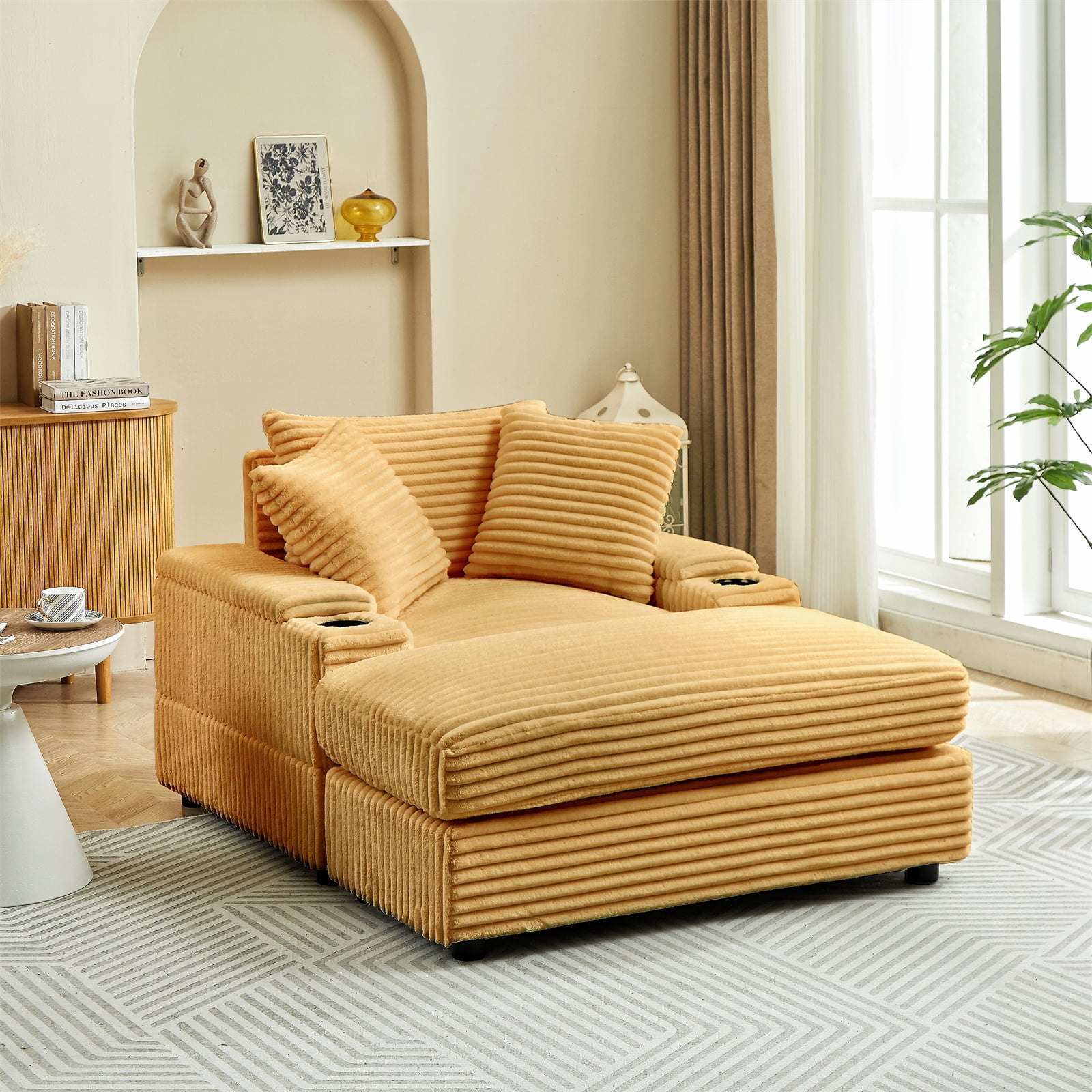 Chaise Longue Chair Indoor, 43.3" Oversized Upholstered Single Lounge ...