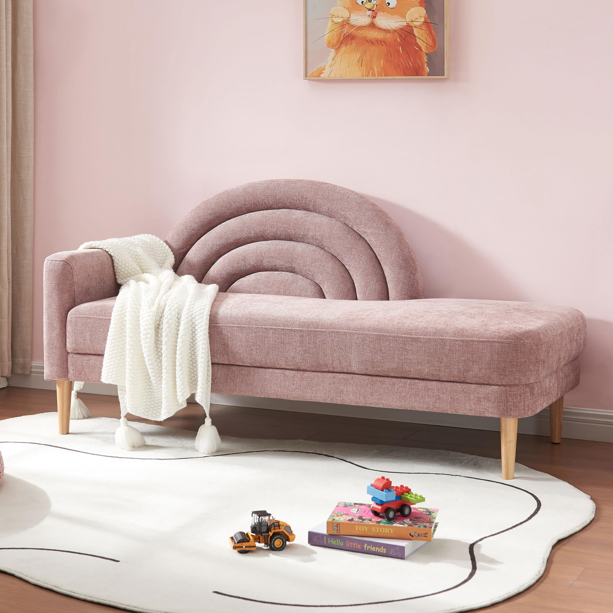 Chaise Longue with High-Density Sponge Arched Back & Right Armrest ...