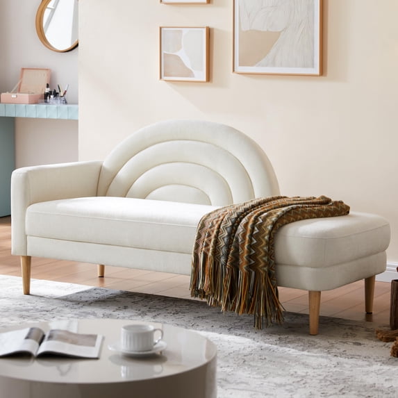 Chaise Longue with High-Density Sponge Arched Back & Right Armrest ...