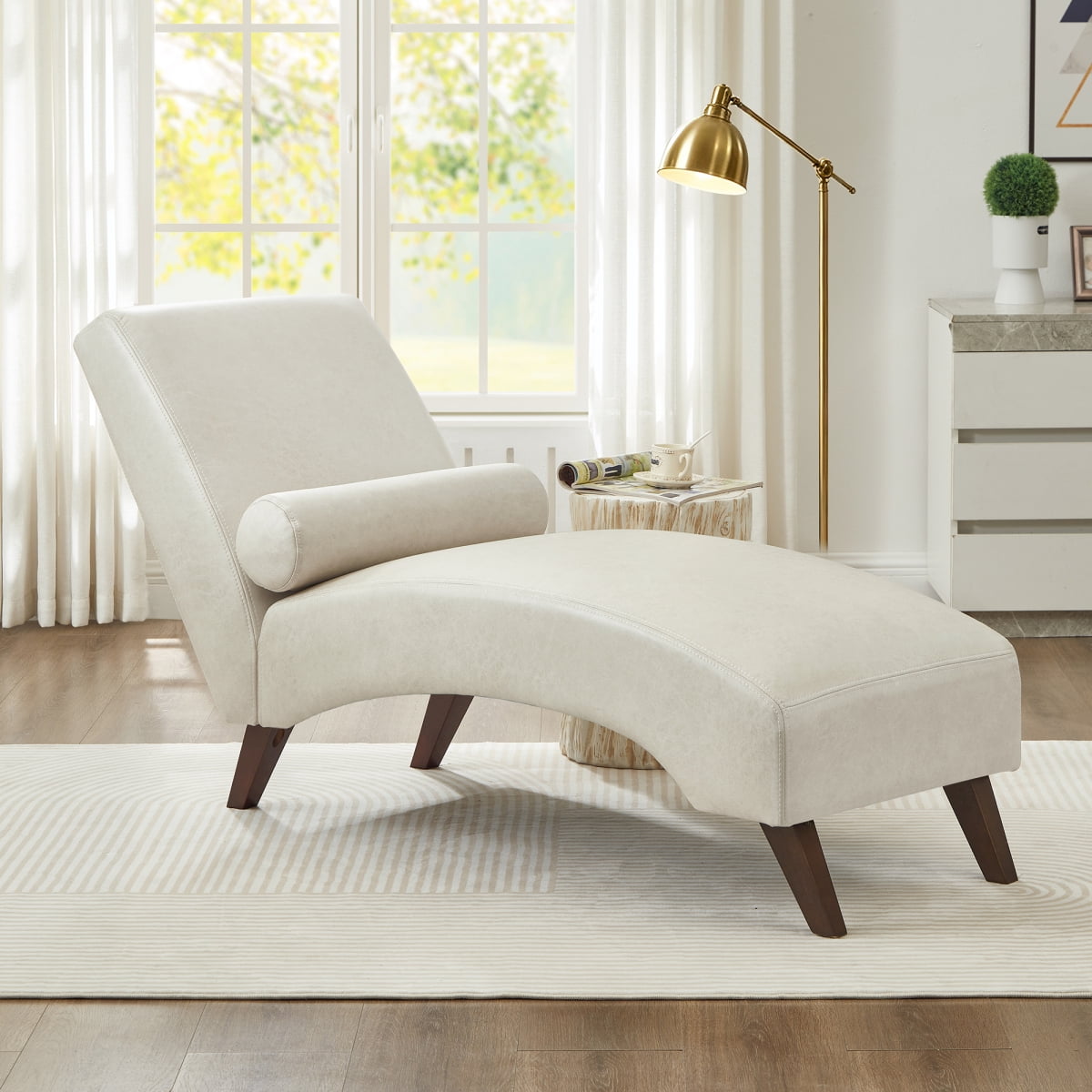 Chaise Lounge Chair with Bolster Pillow, Upholstered in Premium Tech ...
