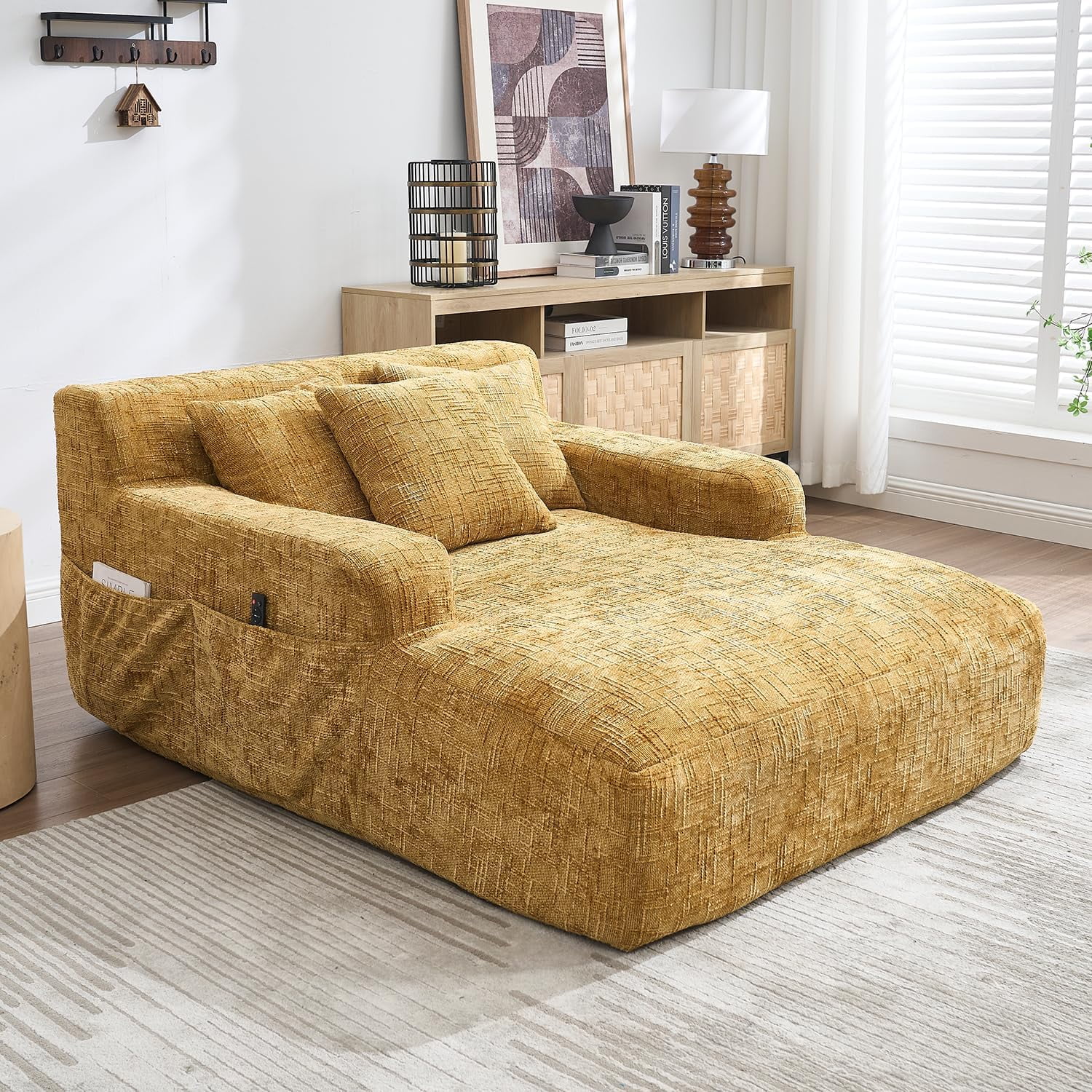 Chaise Lounge Chair Indoor, Oversized Boneless Sleeper Sofa Bed with 3 ...