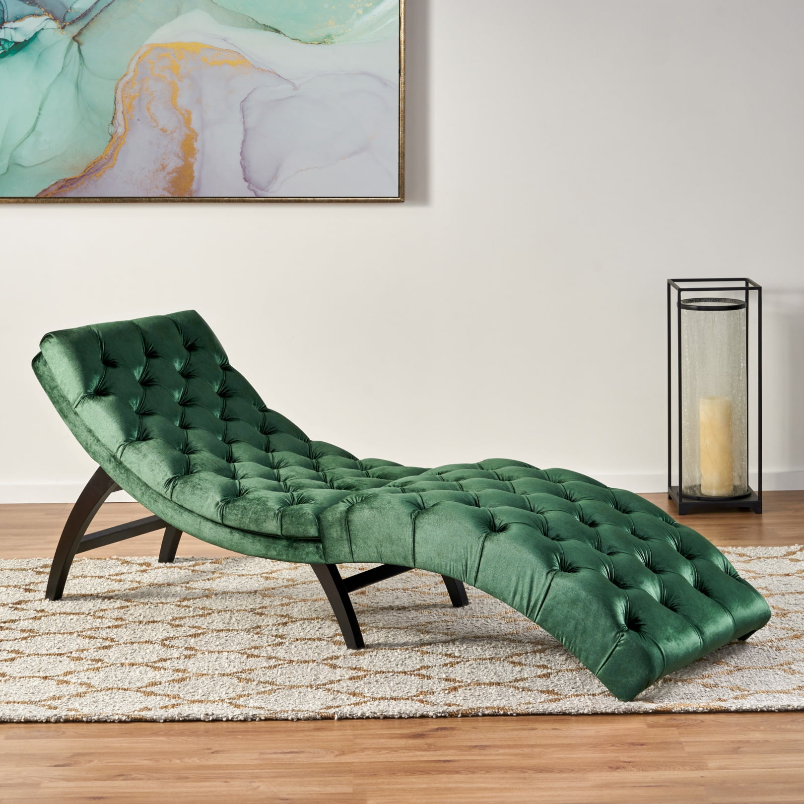 Chaise Lounge Chair Indoor, Velvet Button Bedroom Chaise Lounge, Living ...