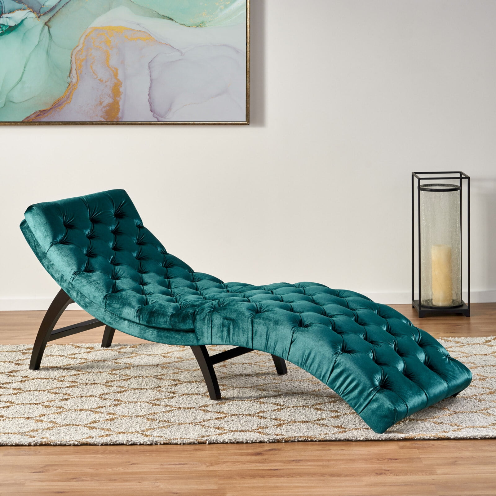 Chaise Lounge Chair Indoor, Velvet Button Bedroom Chaise Lounge, Living ...