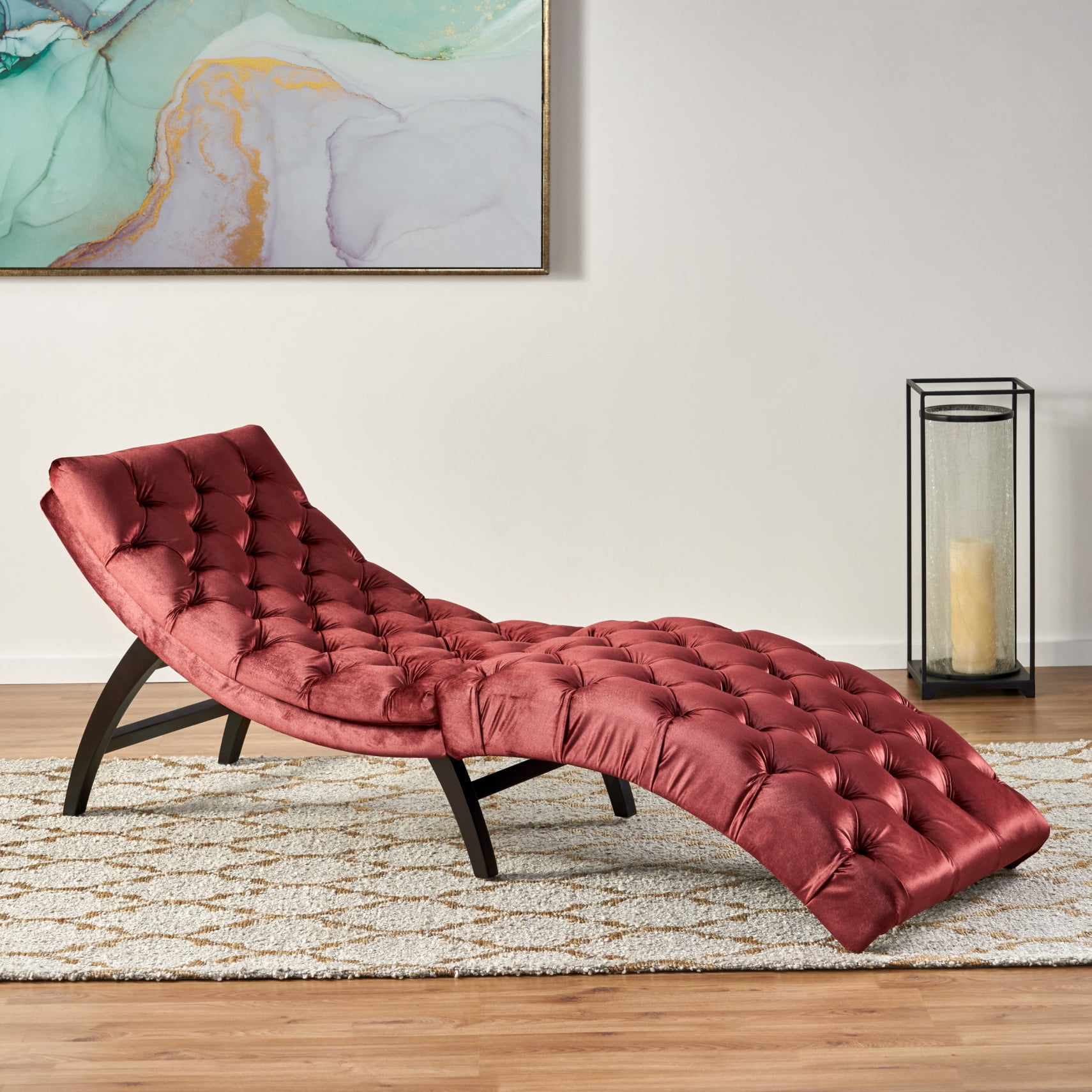 Chaise Lounge Chair Indoor, Velvet Button Bedroom Chaise Lounge, Living ...