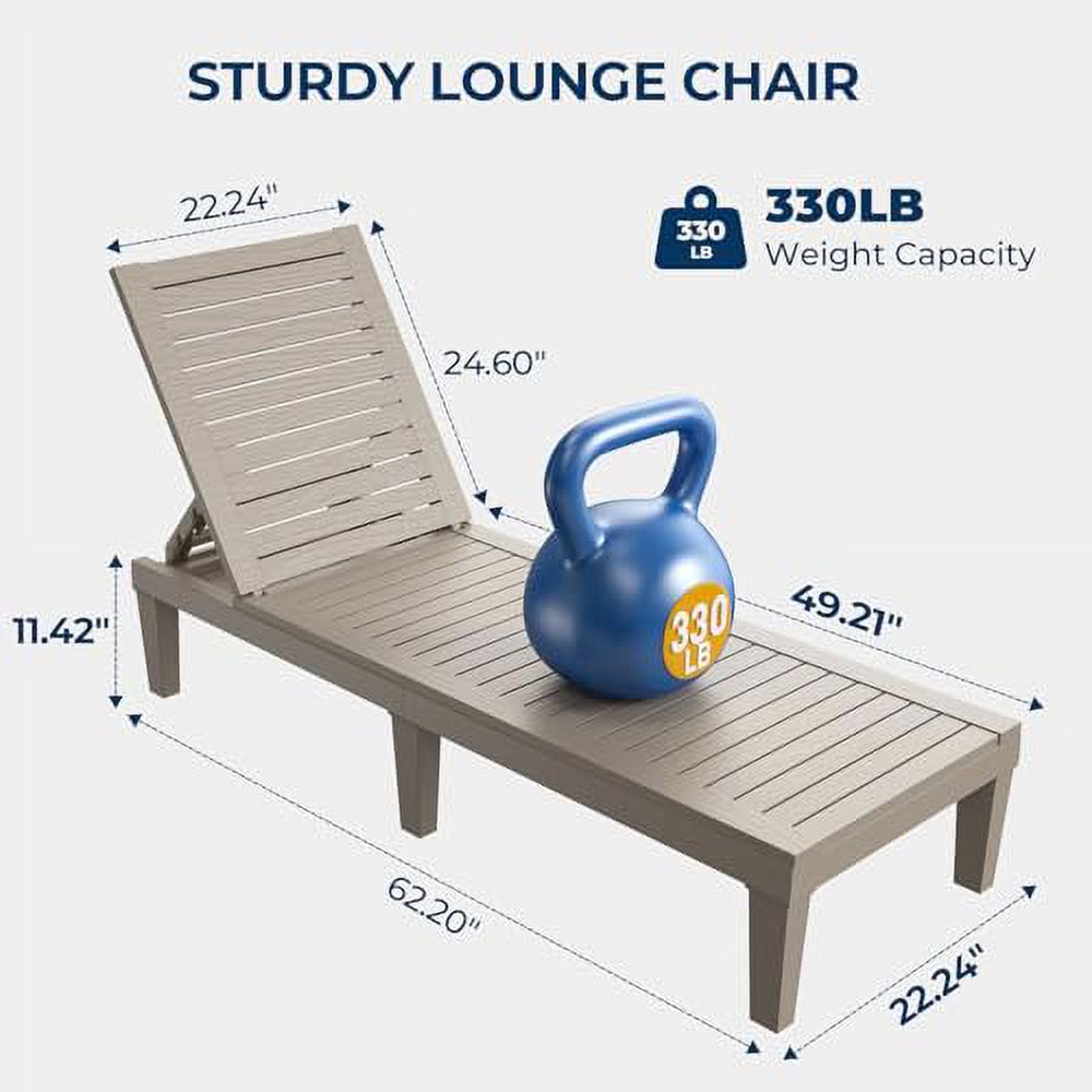 Chaise Lounge Chair Outdoor - 5 Positions Adjustable Backrest ...