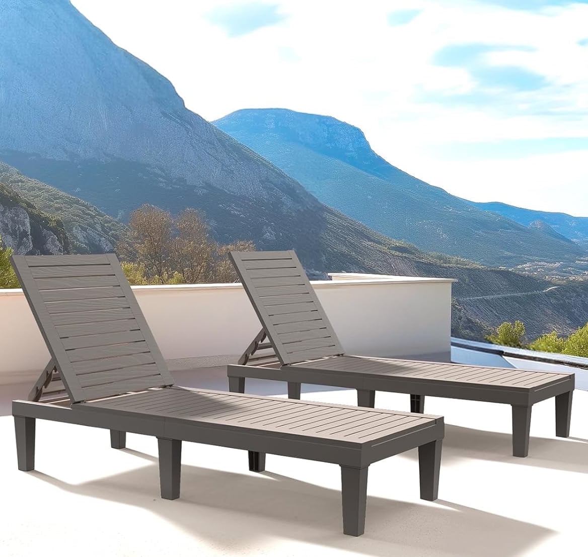 Chaise Lounge Chair Outdoor 1PCS - 5 Positions Adjustable Backrest ...