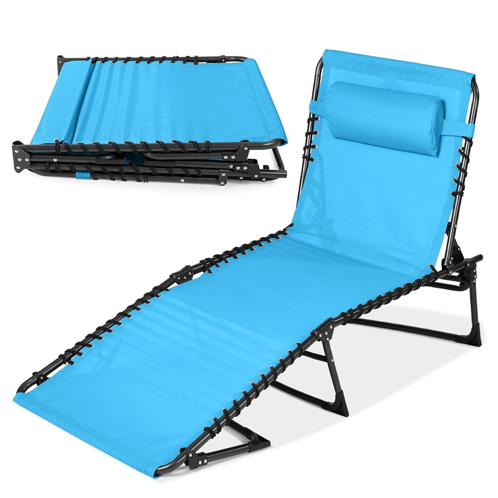 Chaise Lounge Chair, Outdoor Portable Folding in-Pool Recliner with 8 ...