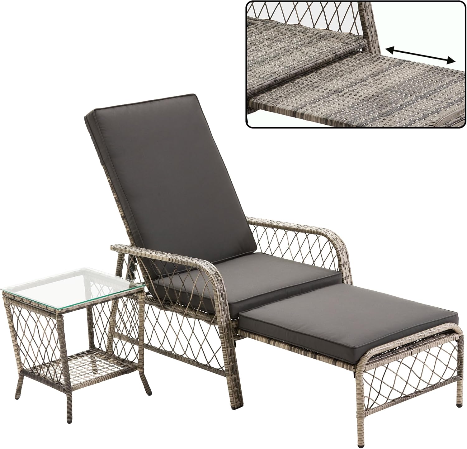 Chaise Lounge Chair Outdoor Rattan Lounge Chair With Glass Table Pull Chaise Lounge Chair Outdoor Rattan Lounge Chair With Glass Table Pull