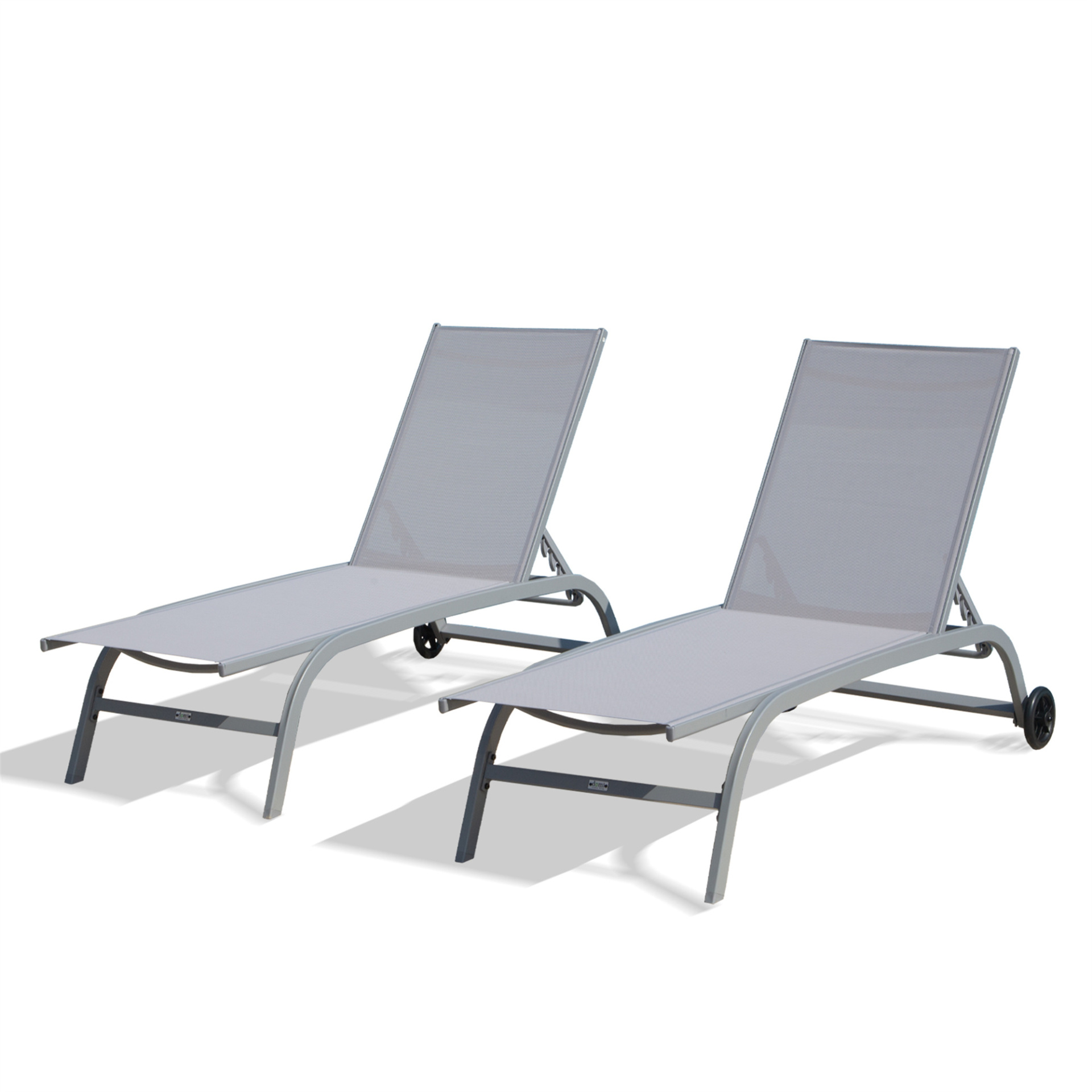 Chaise Lounge Chair Outdoor Set of 2, Aluminum Chaise Lounge Chair W/ 5 ...