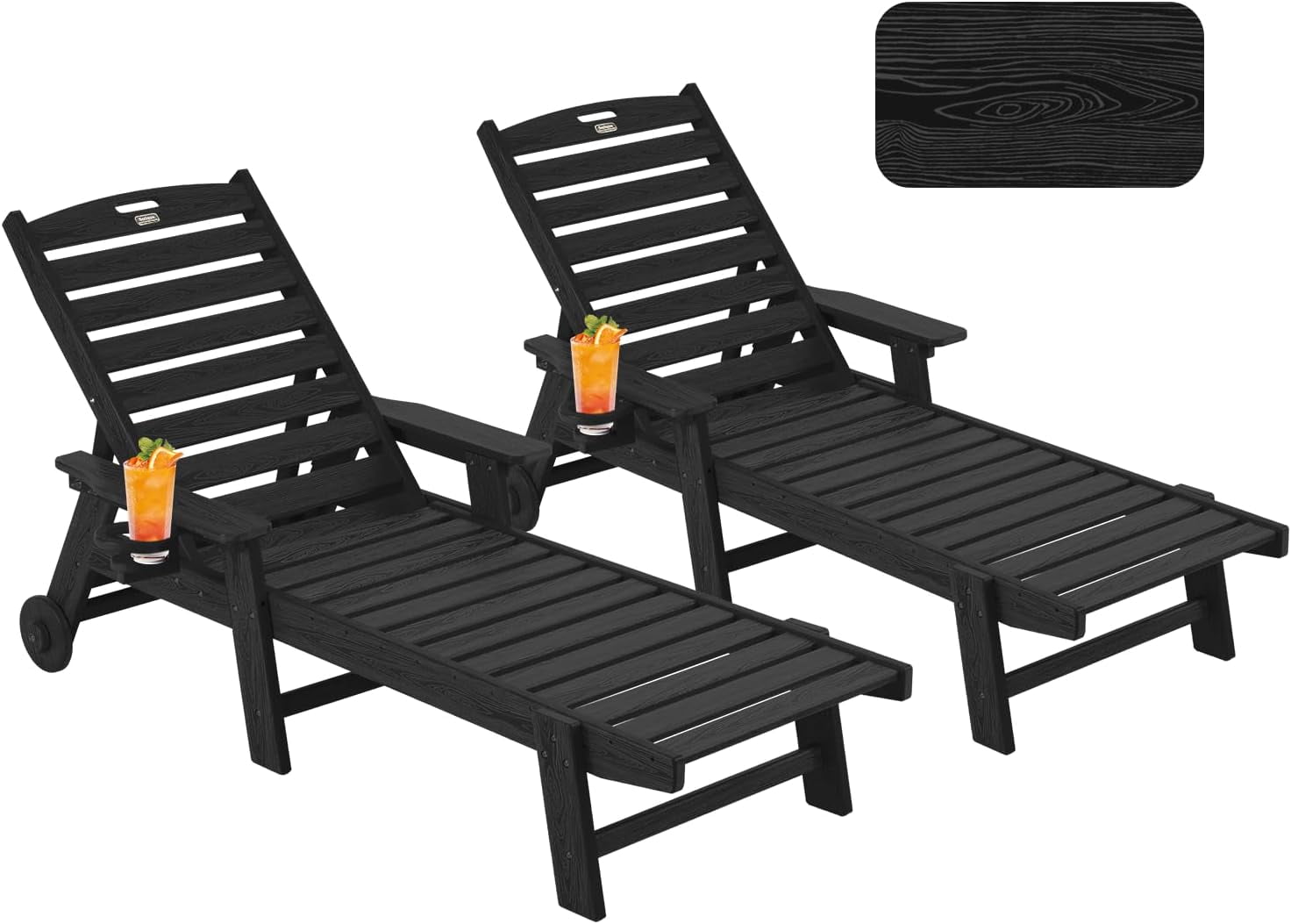 Chaise Lounge Chair Outdoor with Wheels, Oversize Patio Lounge Chairs ...