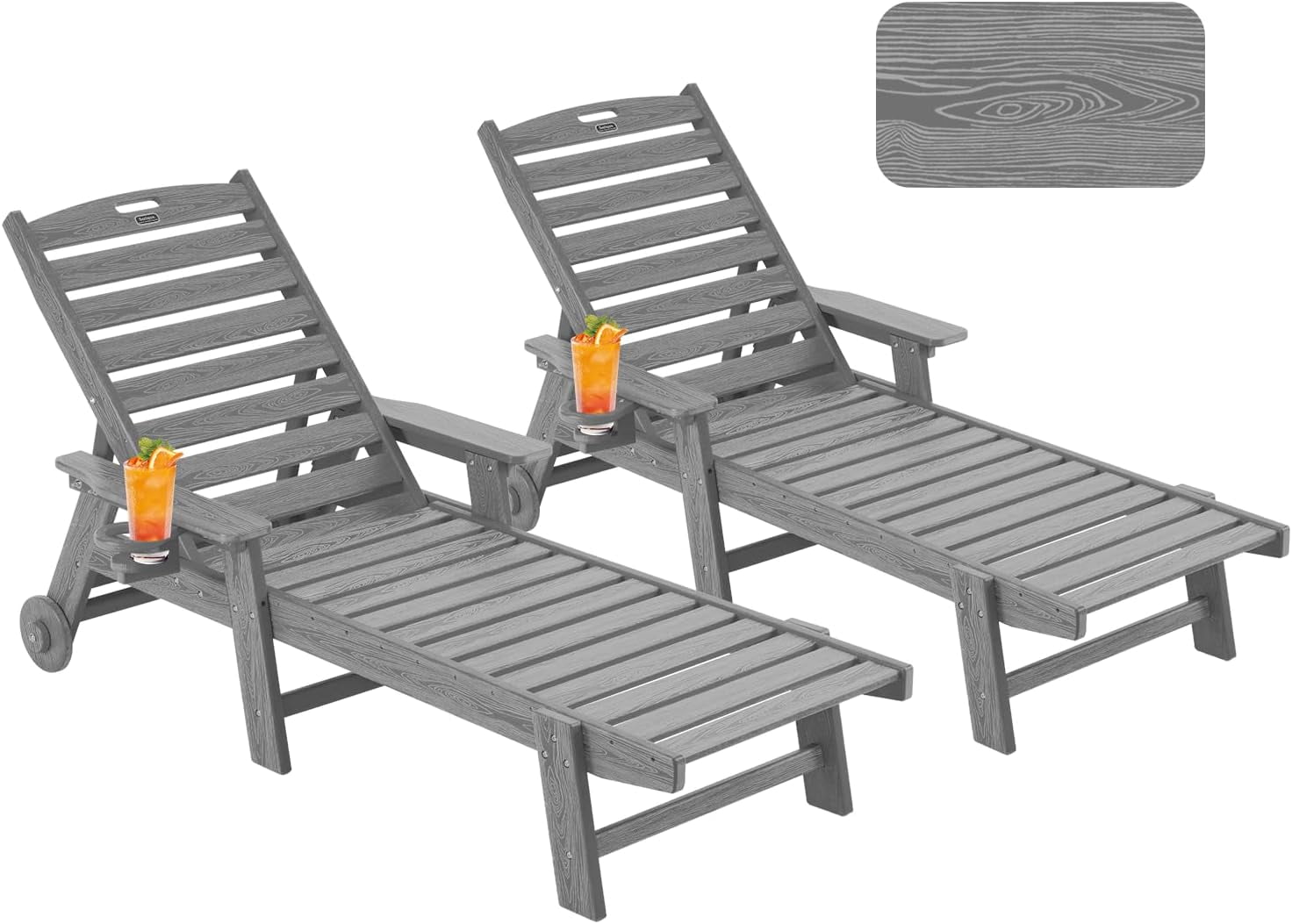 Chaise Lounge Chair Outdoor with Wheels, Oversize Patio Lounge Chairs ...