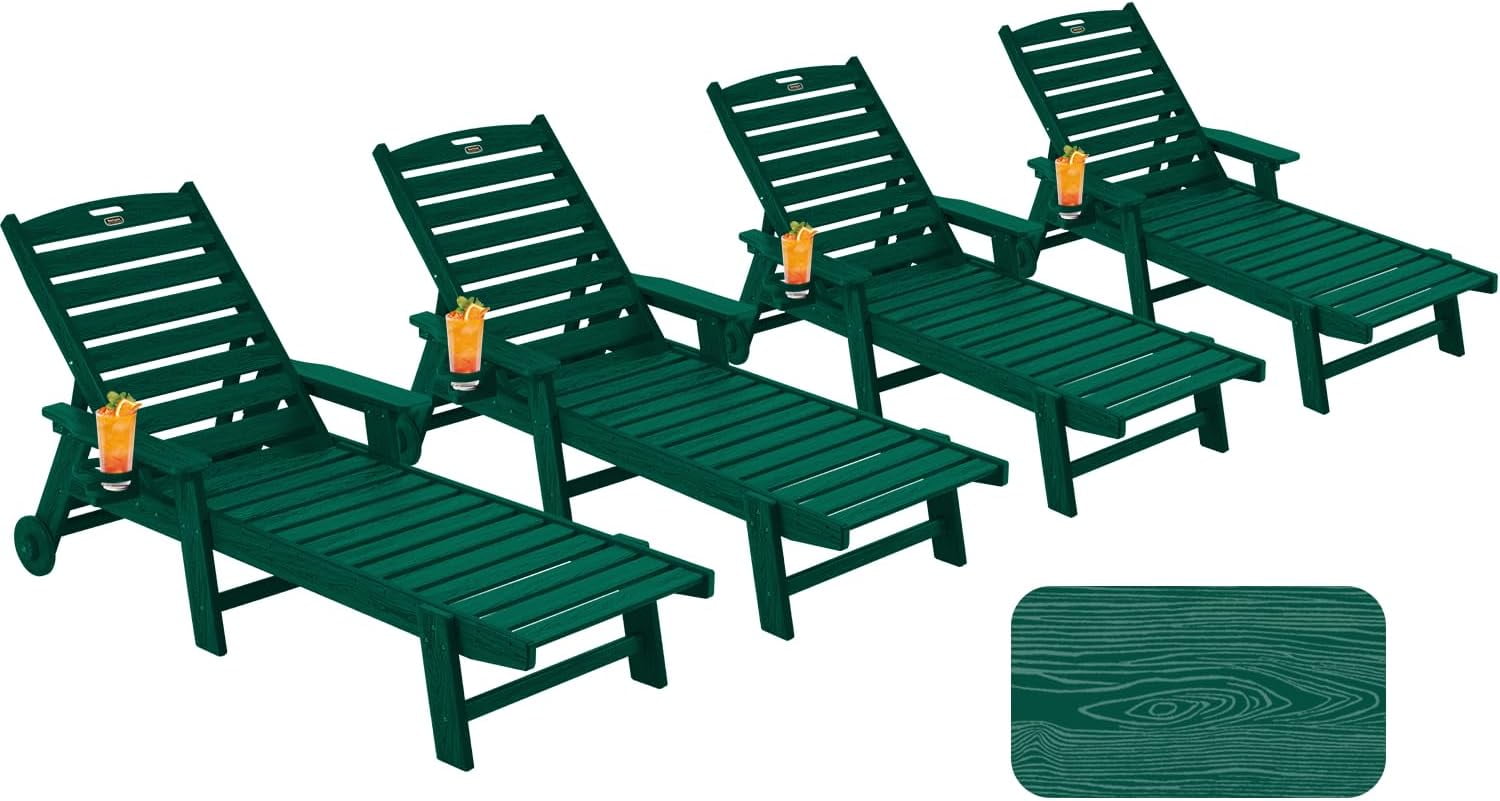 Chaise Lounge Chair Outdoor with Wheels, Oversize Patio Lounge Chairs ...