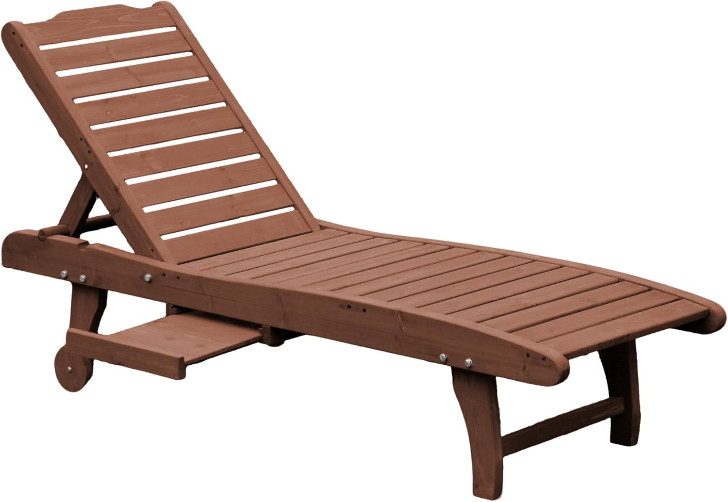 Chaise Lounge Chair Outdoor Wooden Pool Lounge Chair with 3-Level ...