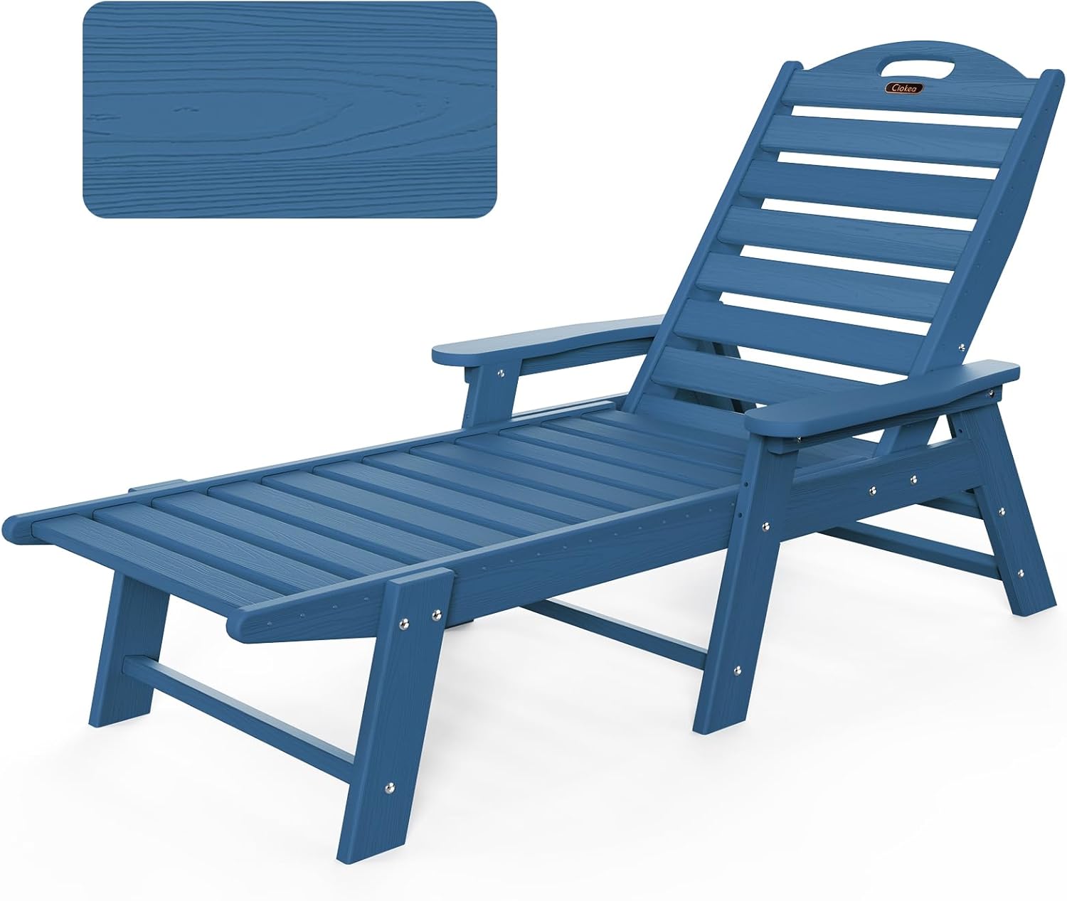 Chaise Lounge Chair Outdoor with Wood Texture, Adjustable 5-Position ...