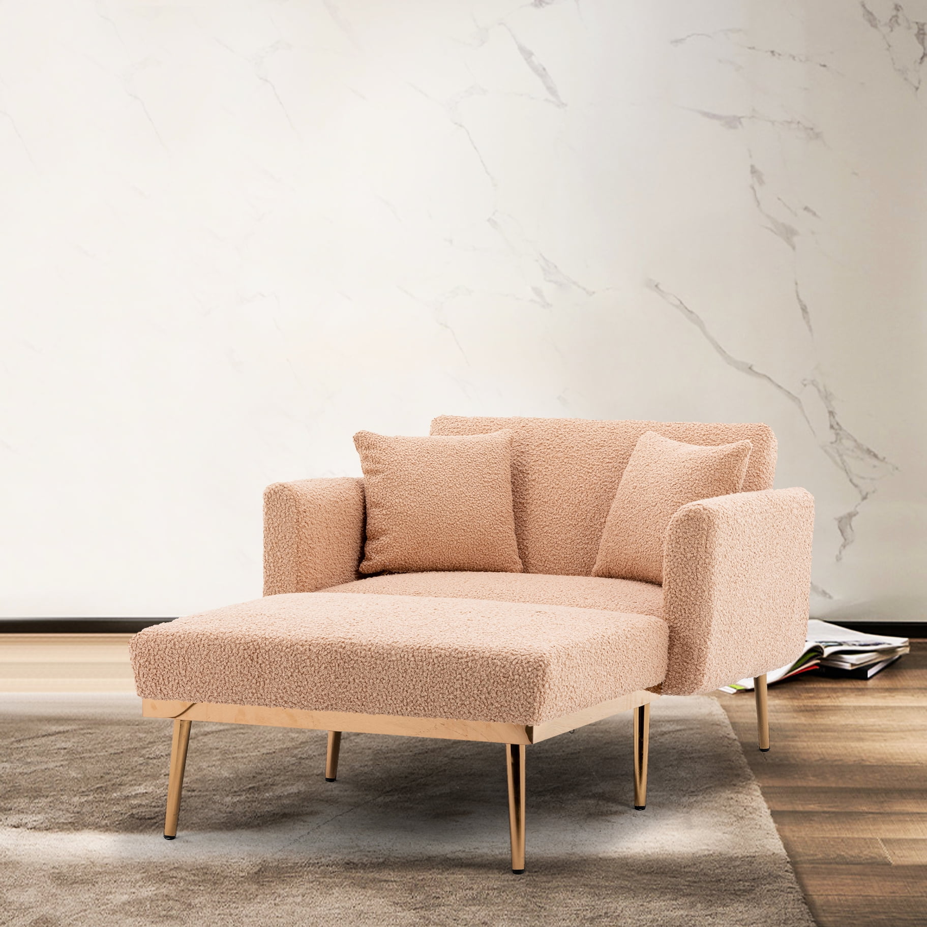 Chaise Lounge Chair With Stable Structure - Camel Cozy For Living Area ...