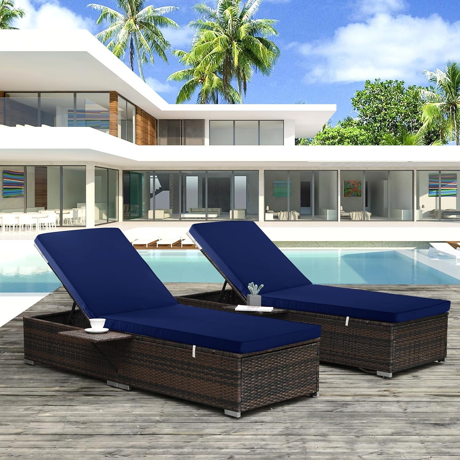 Chaise Lounge Cushion for Outdoor Furniture, Waterproof Fade and Tear ...