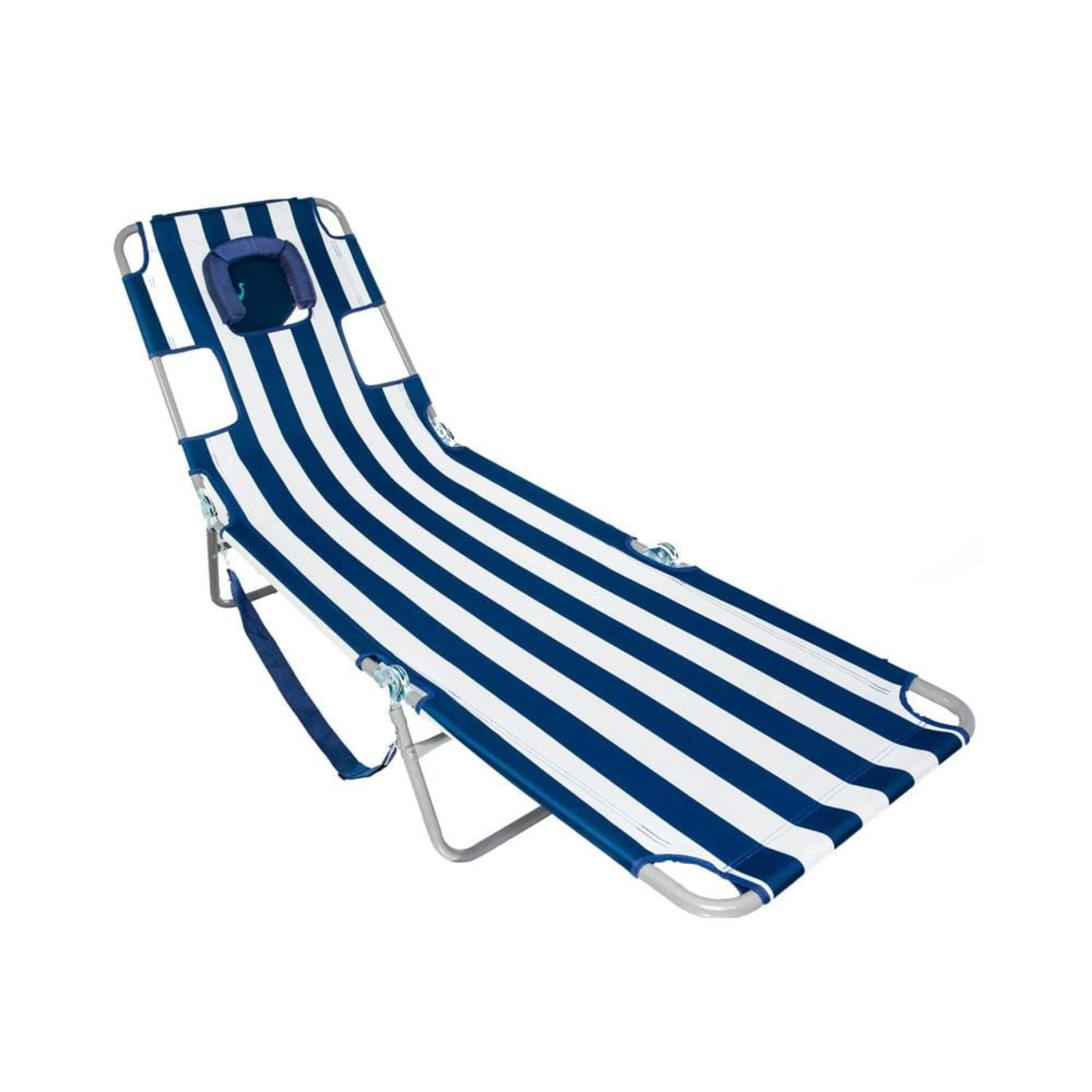 Chaise Lounge Folding Portable Sunbathing Beach Chair, Navy Stripes ...