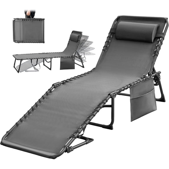 Chaise Lounge Folding Tanning Chair with 5 Position Adjustable Back ...