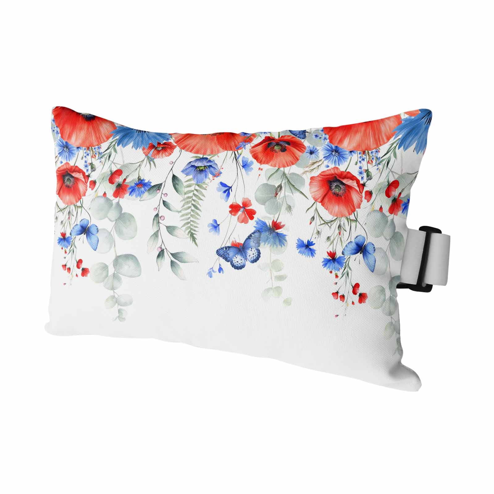 Chaise Lounge Headrest Pillow 1 Pack, Blue Red Flowers Waterproof Chair ...