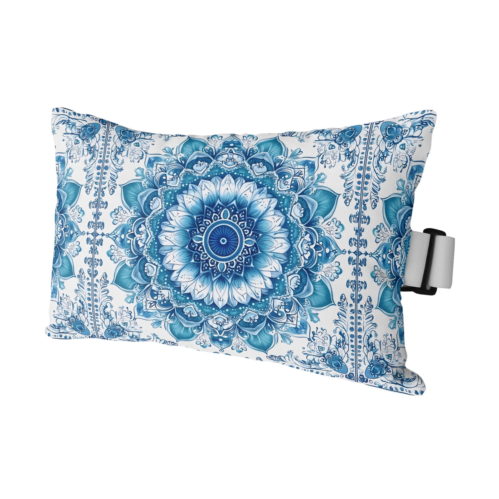 Chaise Lounge Headrest Pillow 1 Pack, White Blue Boho Waterproof Chair ...