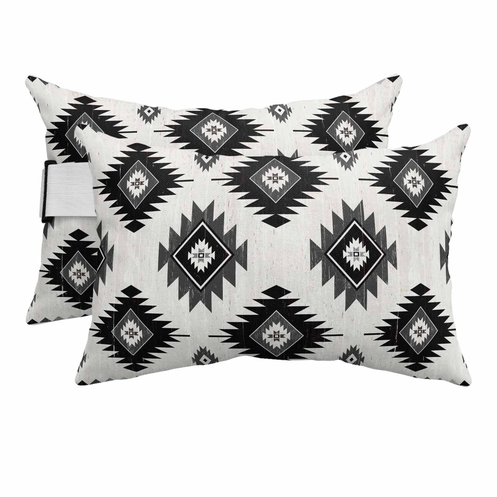 Chaise Lounge Headrest Pillow 2 Pack, Black Aztec Waterproof Chair ...