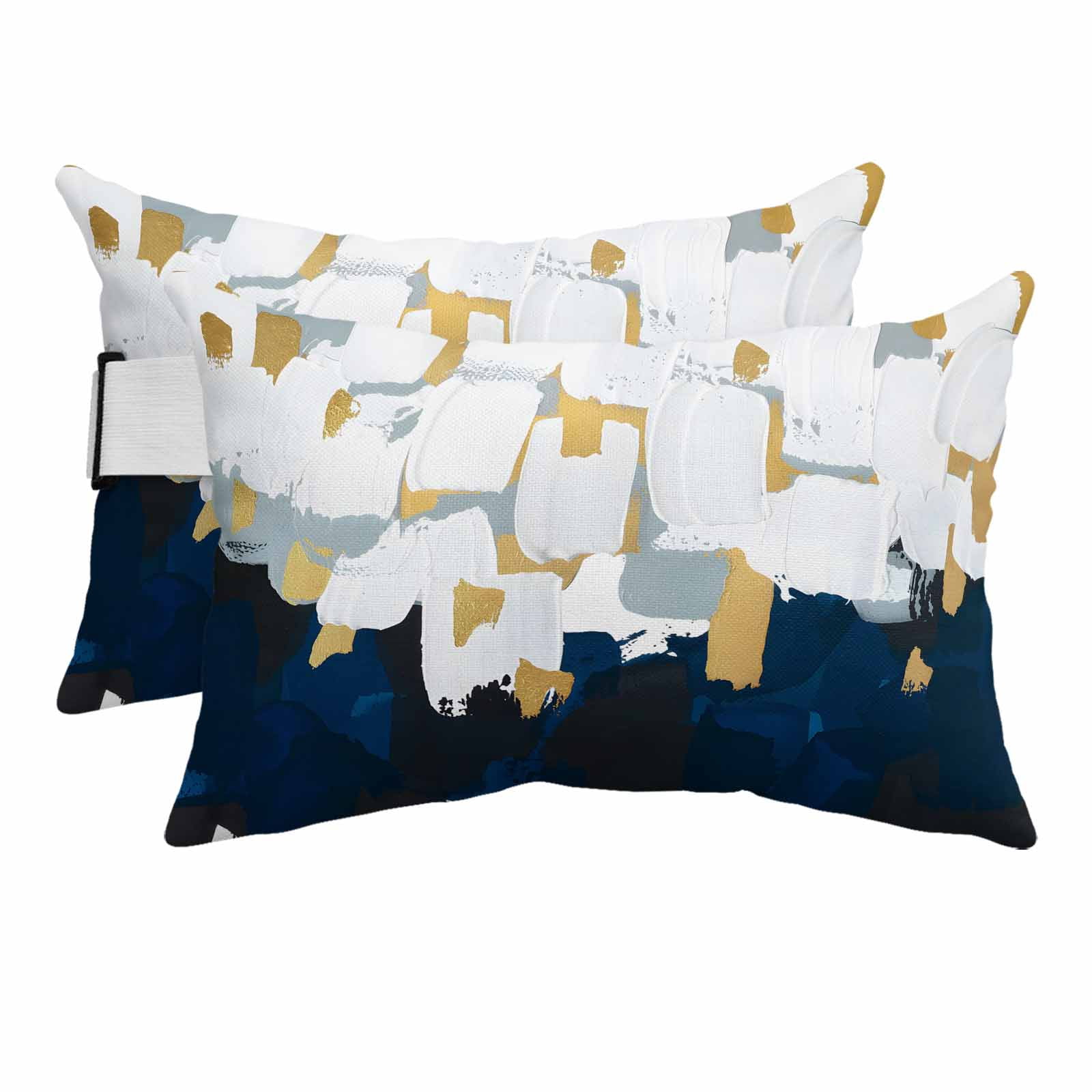 Chaise Lounge Headrest Pillow 2 Pack, Blue White Waterproof Chair ...