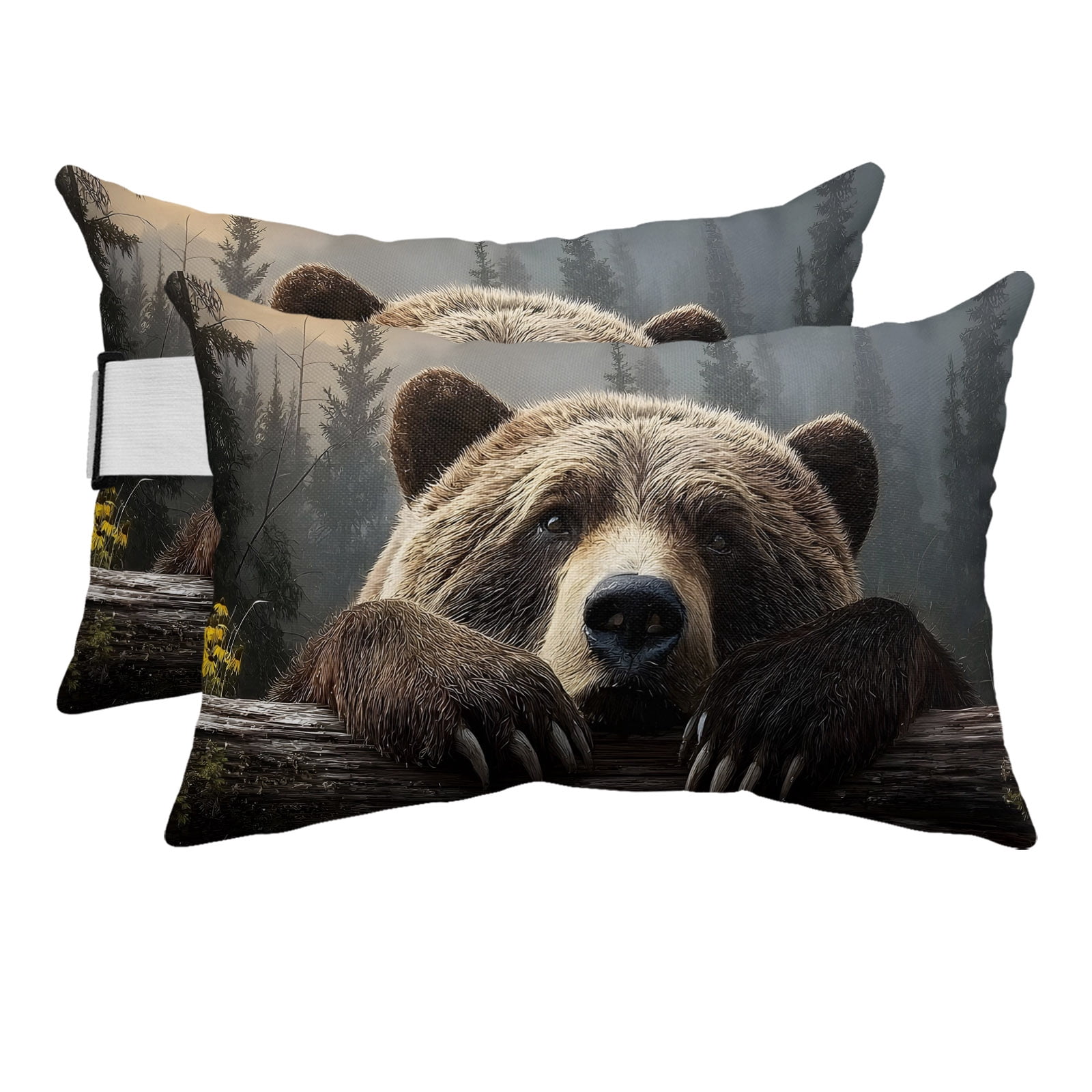 Chaise Lounge Headrest Pillow 2 Pack, Brown Bears Waterproof Chair ...