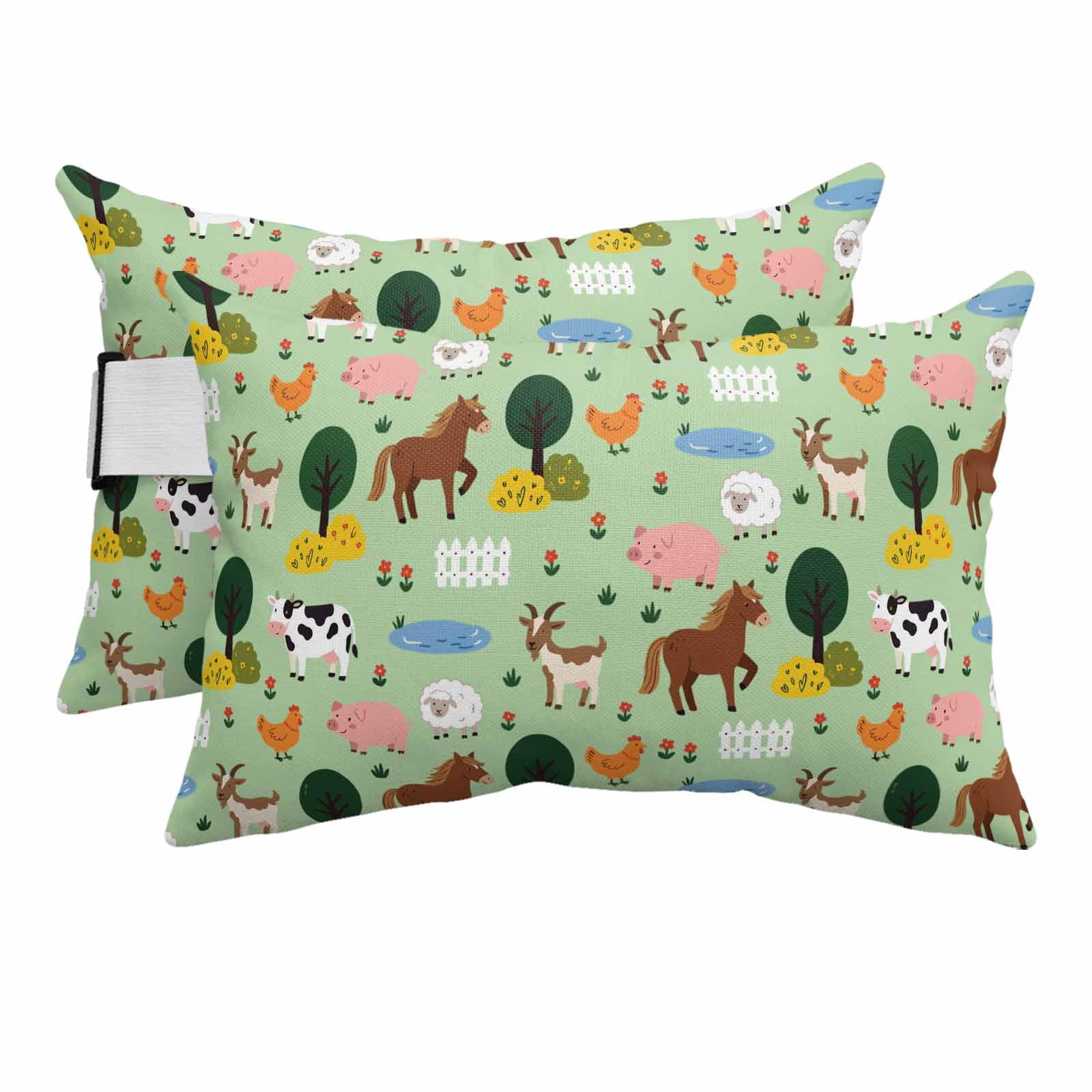Chaise Lounge Headrest Pillow 2 Pack, Cartoon Farm Waterproof Chair ...