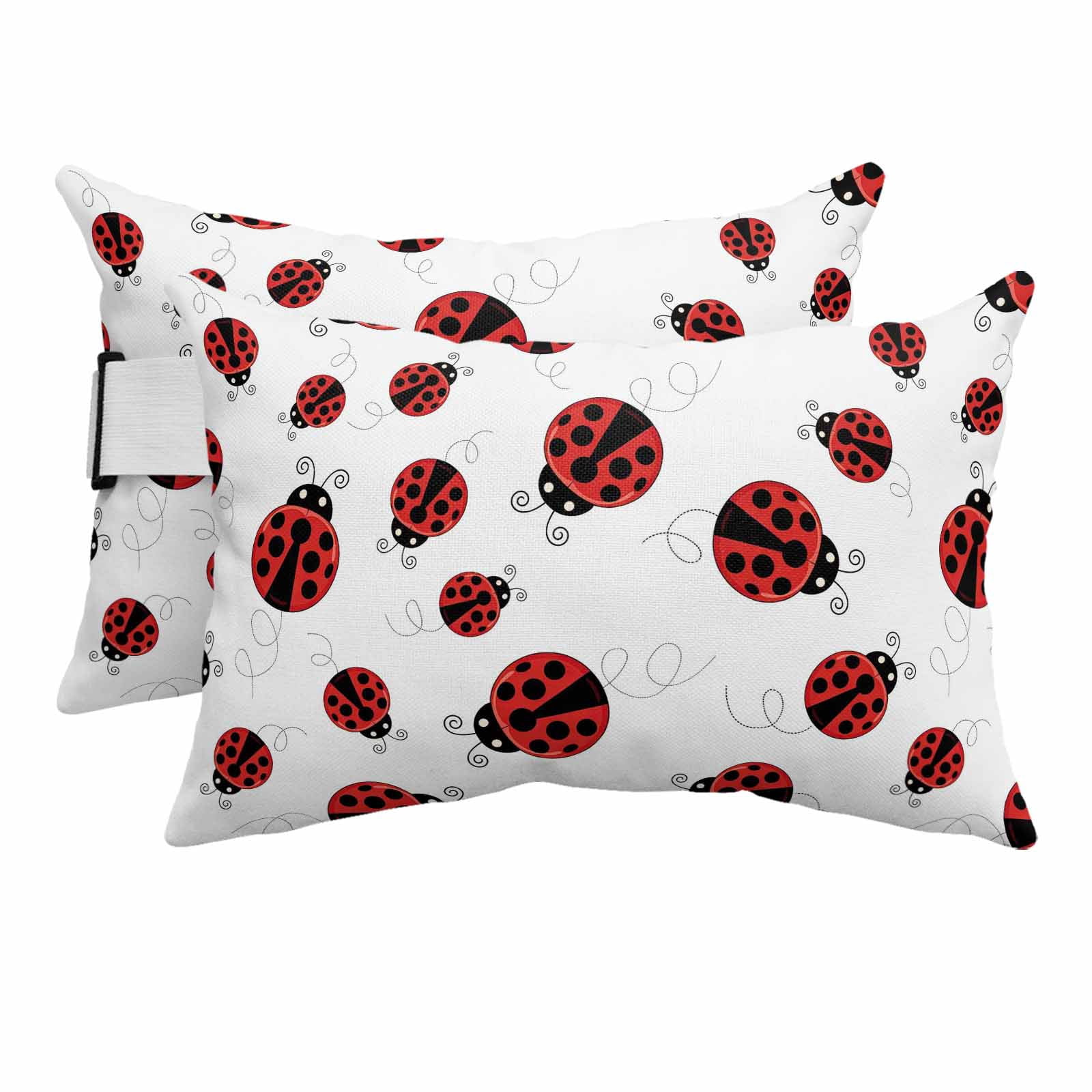 Chaise Lounge Headrest Pillow 2 Pack, Cartoon Ladybug Waterproof Chair ...