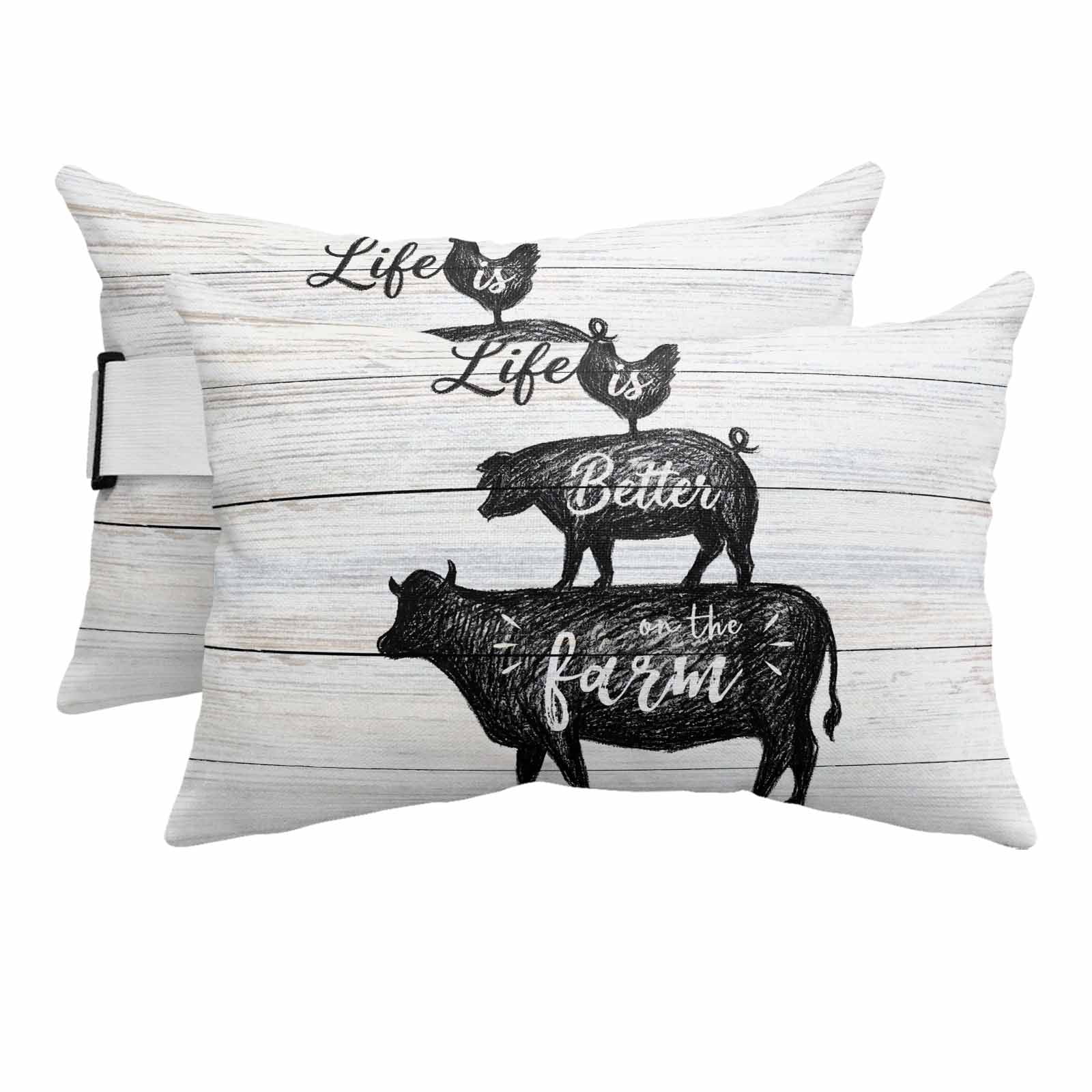 Chaise Lounge Headrest Pillow 2 Pack, Farm Animals Waterproof Chair ...