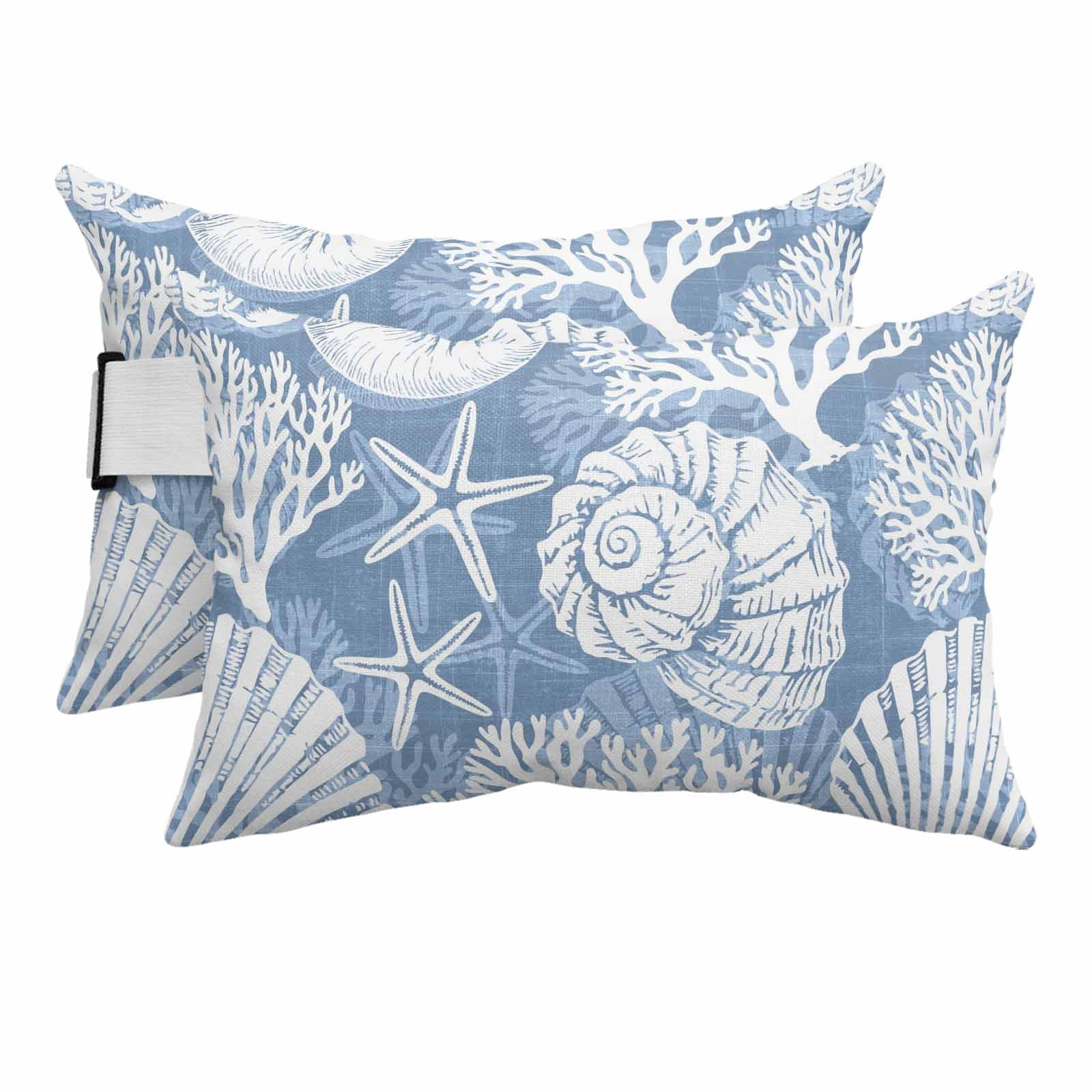 Chaise Lounge Headrest Pillow 2 Pack, Lake Blue Starfish Coastal ...