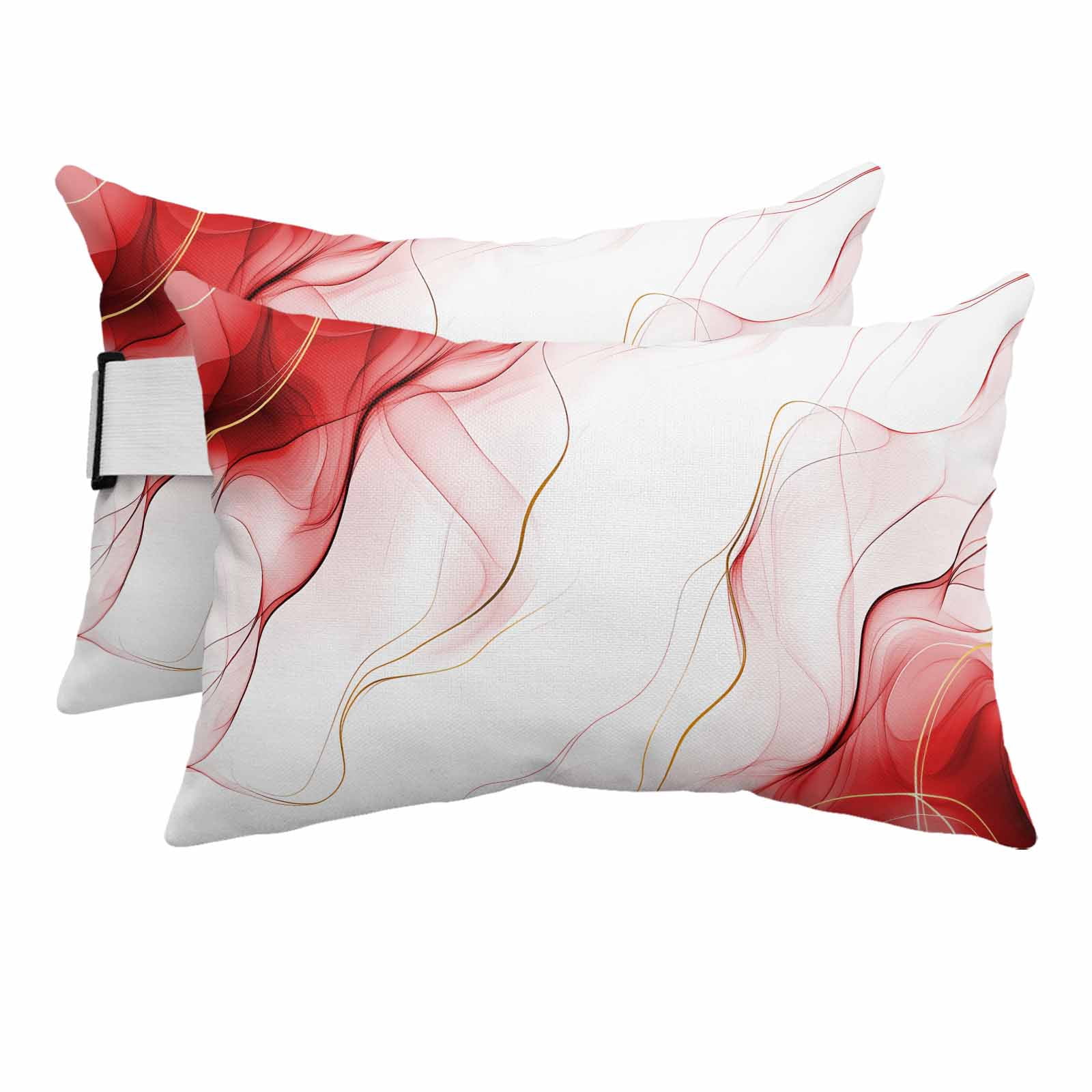 Chaise Lounge Headrest Pillow 2 Pack, Marble Red Waterproof Chair ...